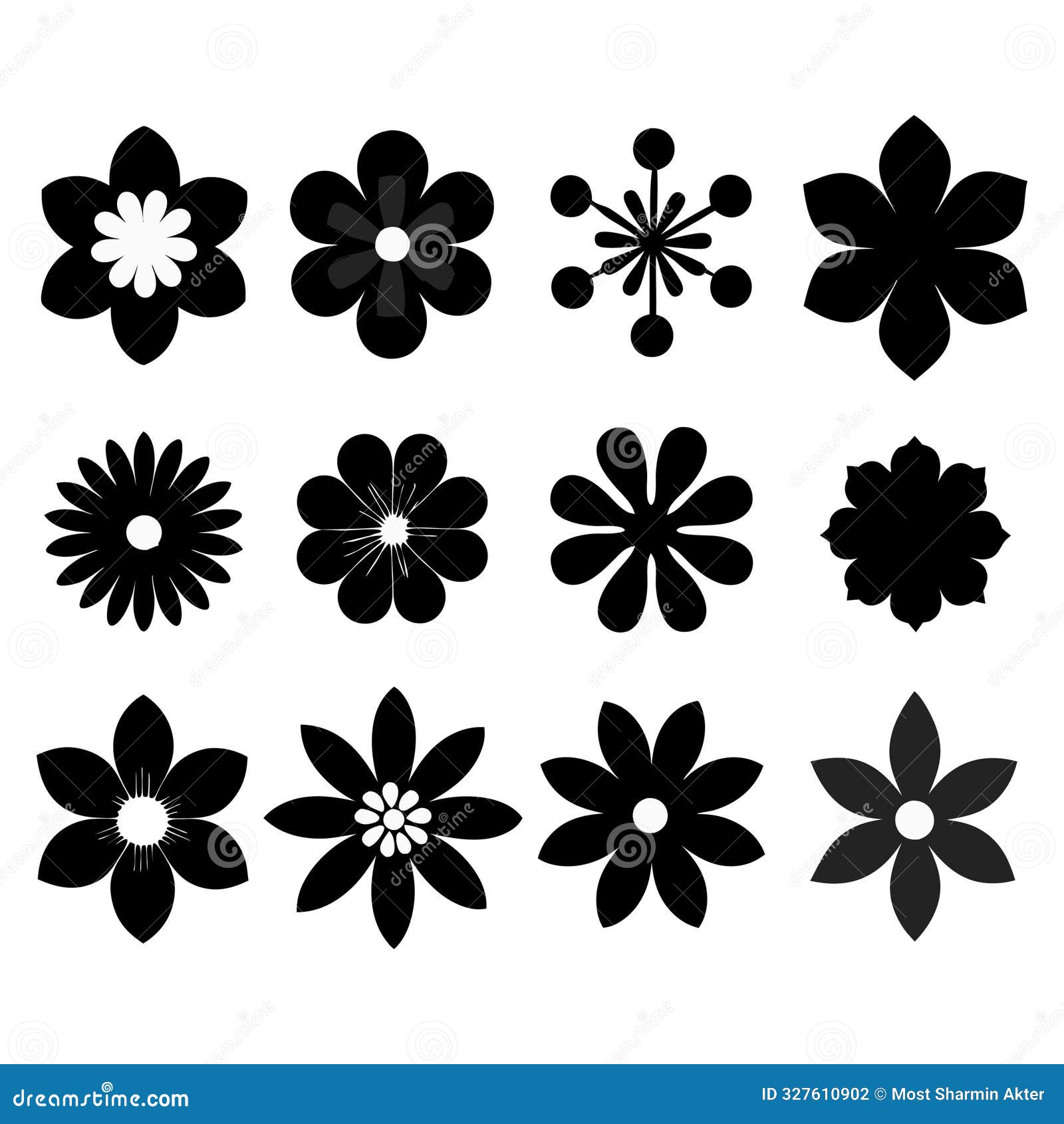 Elegant Flower Icon Set Vector Design Elements Illustration. Stock ...