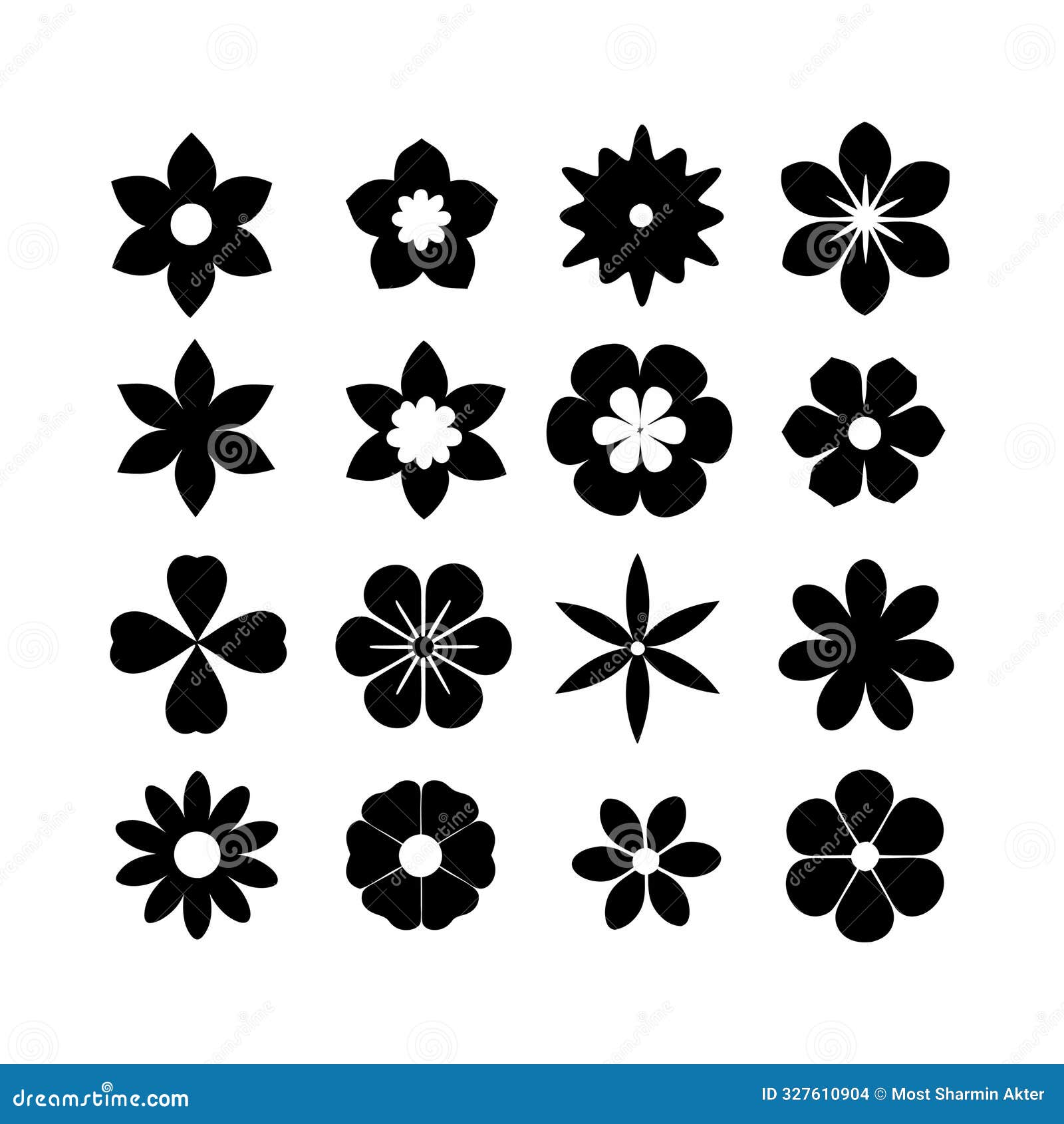 Elegant Flower Icon Set Vector Design Elements Illustration. Stock ...