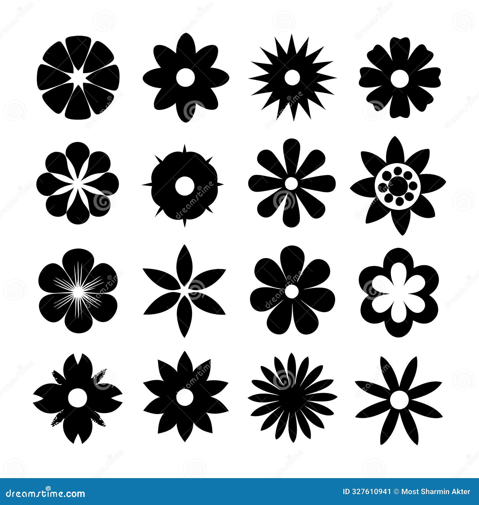 Elegant Flower Icon Set Vector Design Elements Illustration. Stock ...