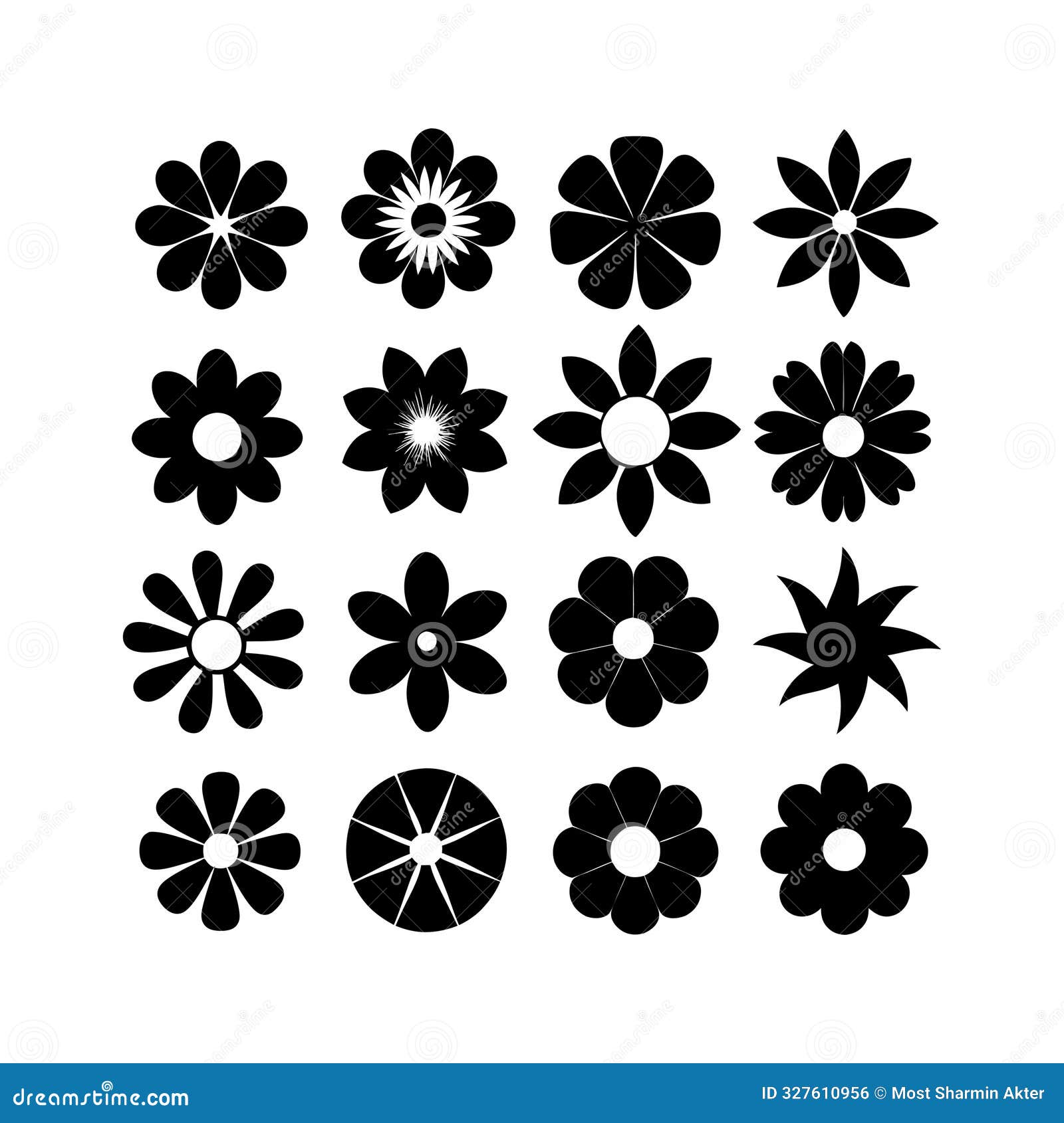 Elegant Flower Icon Set Vector Design Elements Illustration. Stock ...