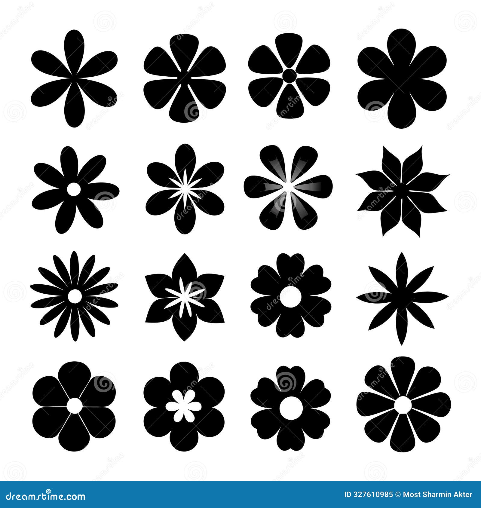 Elegant Flower Icon Set Vector Design Elements Illustration. Stock ...
