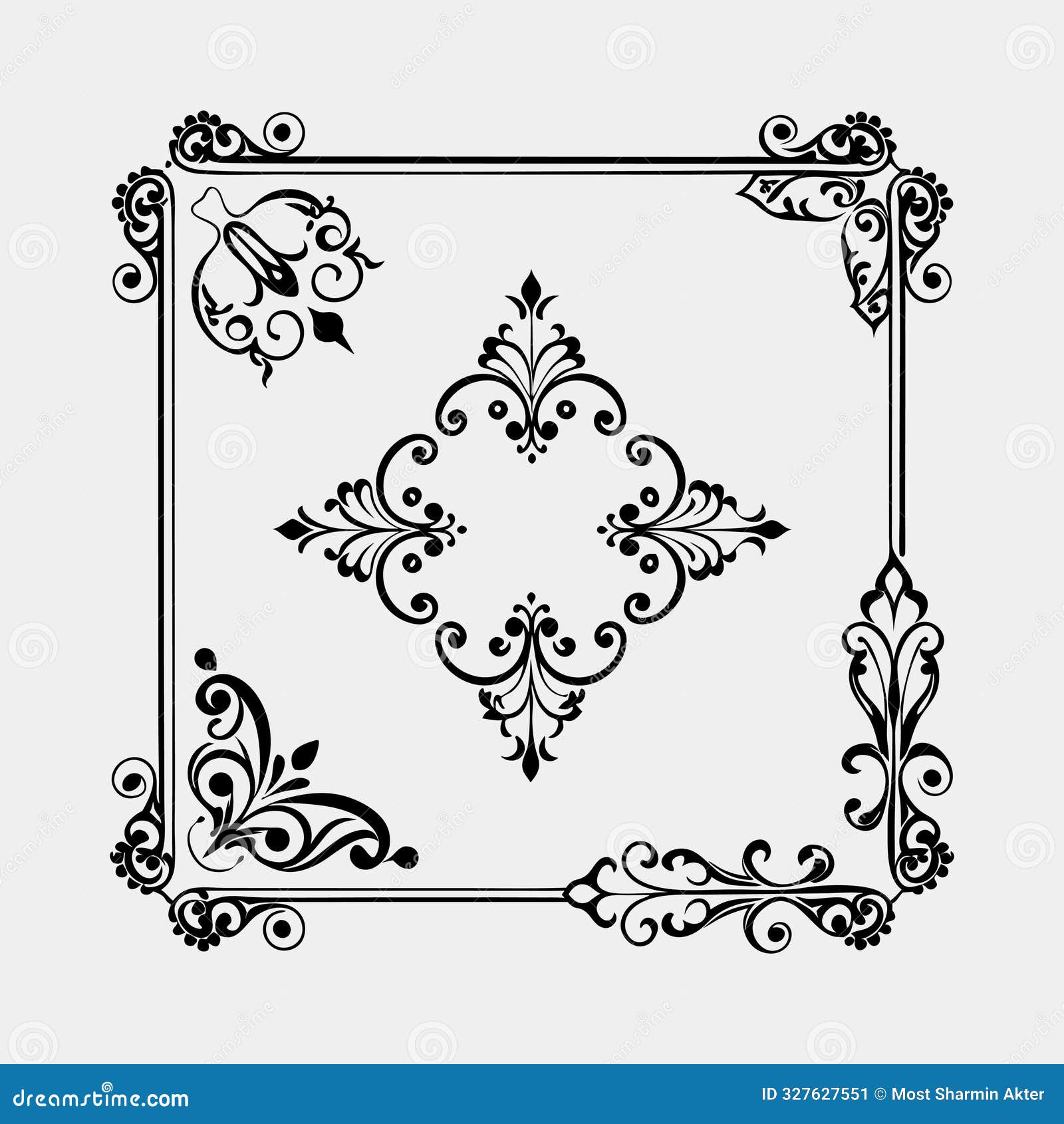 Vintage Frame Ornaments Designs Vector Illustration. Stock Illustration ...