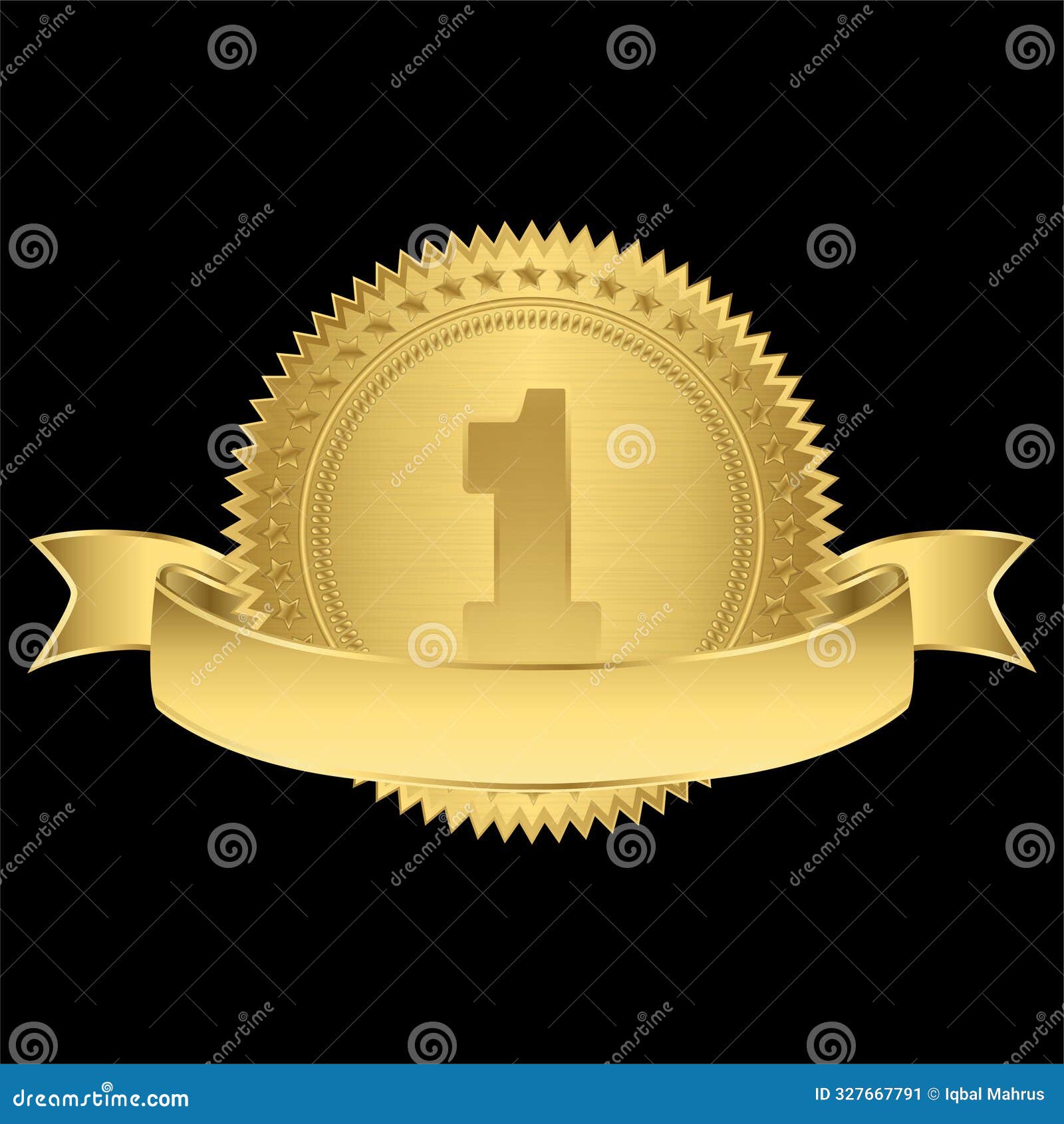 Number One Gold Medal and Ribbon Stock Illustration - Illustration of ...