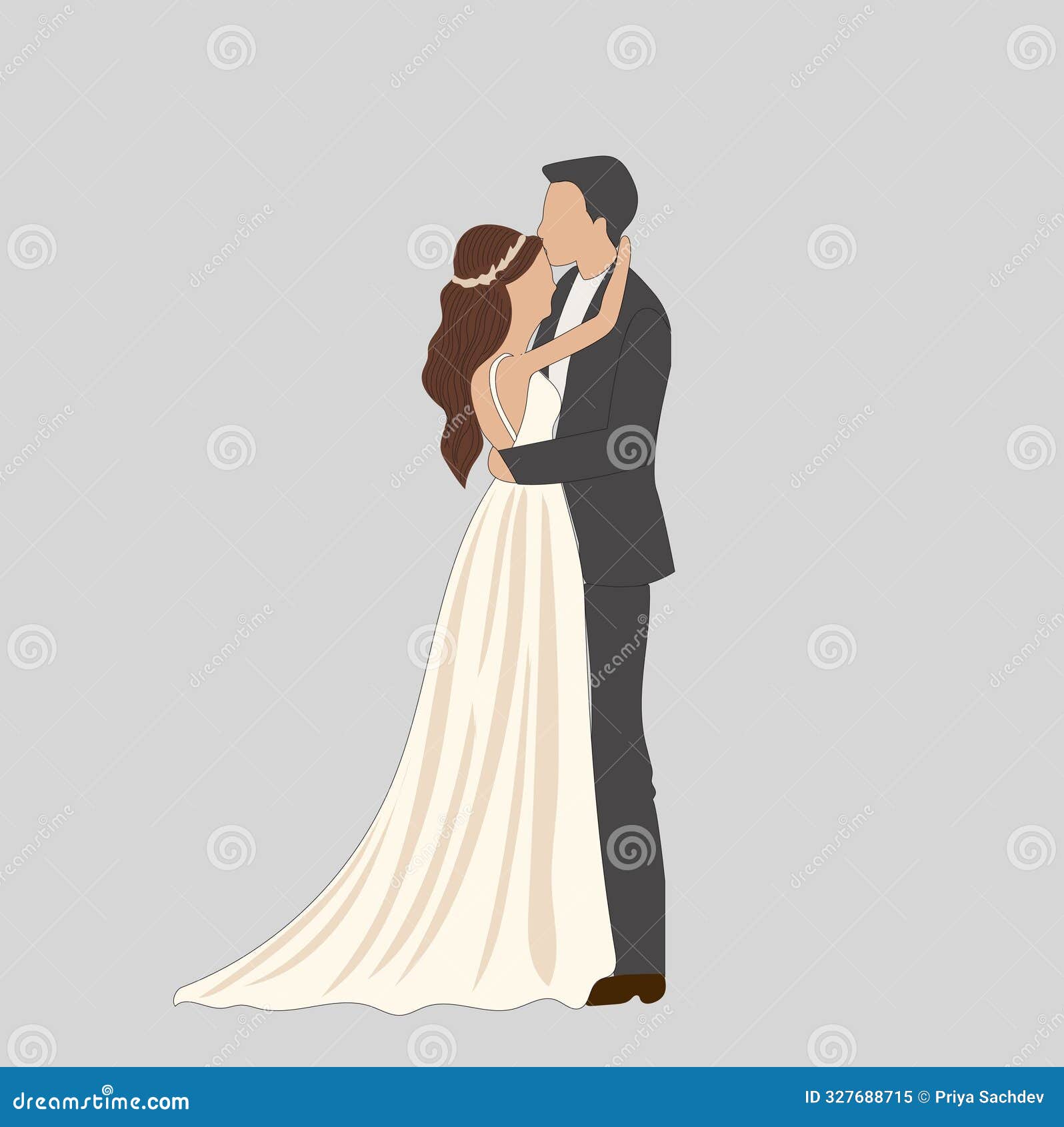 Faceless Wedding Couple Portrait for Invitation Cards Stock Vector ...