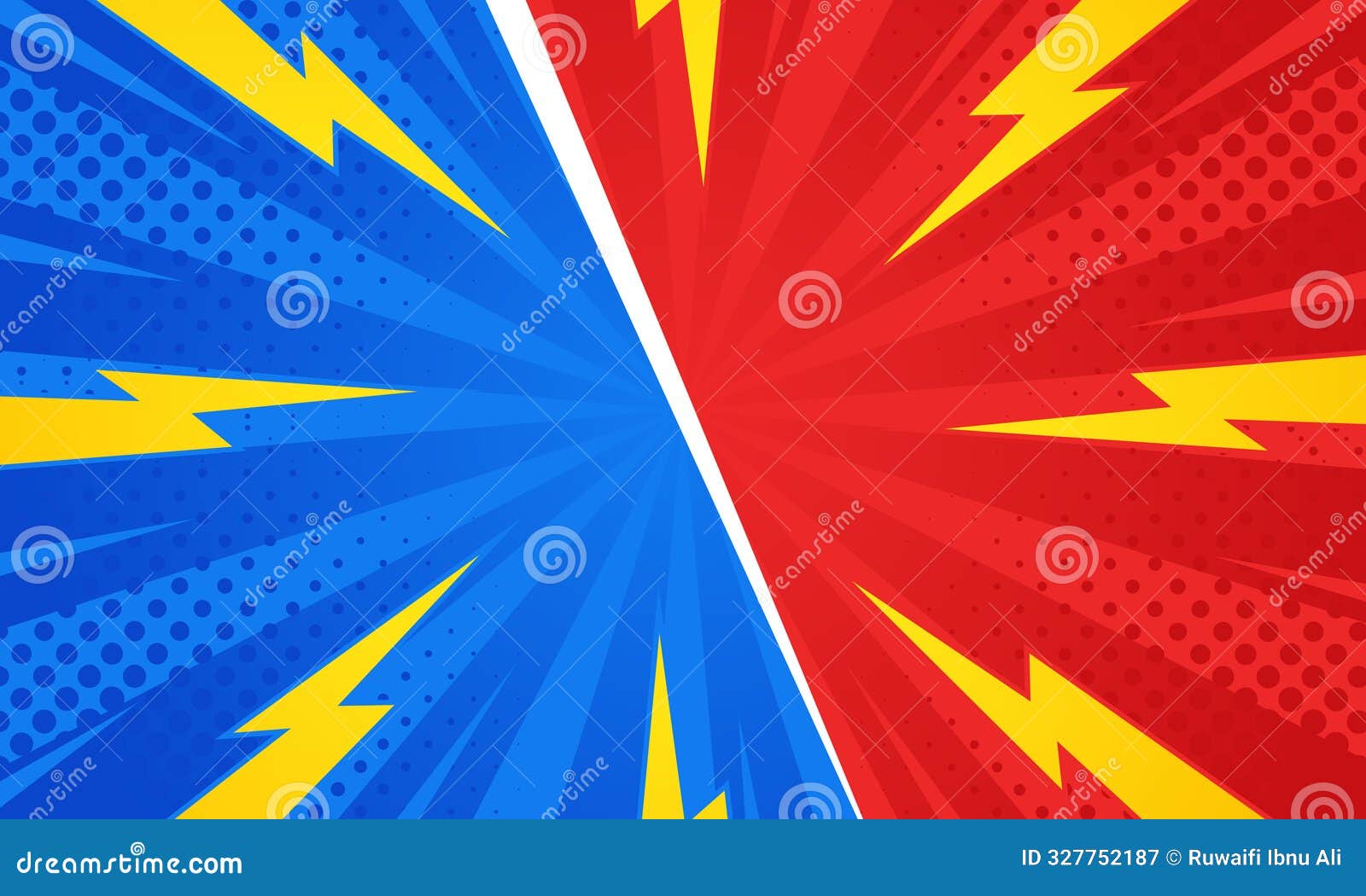 Red and Blue Versus Comic-style Background. Pop Art Comic Sunburst ...