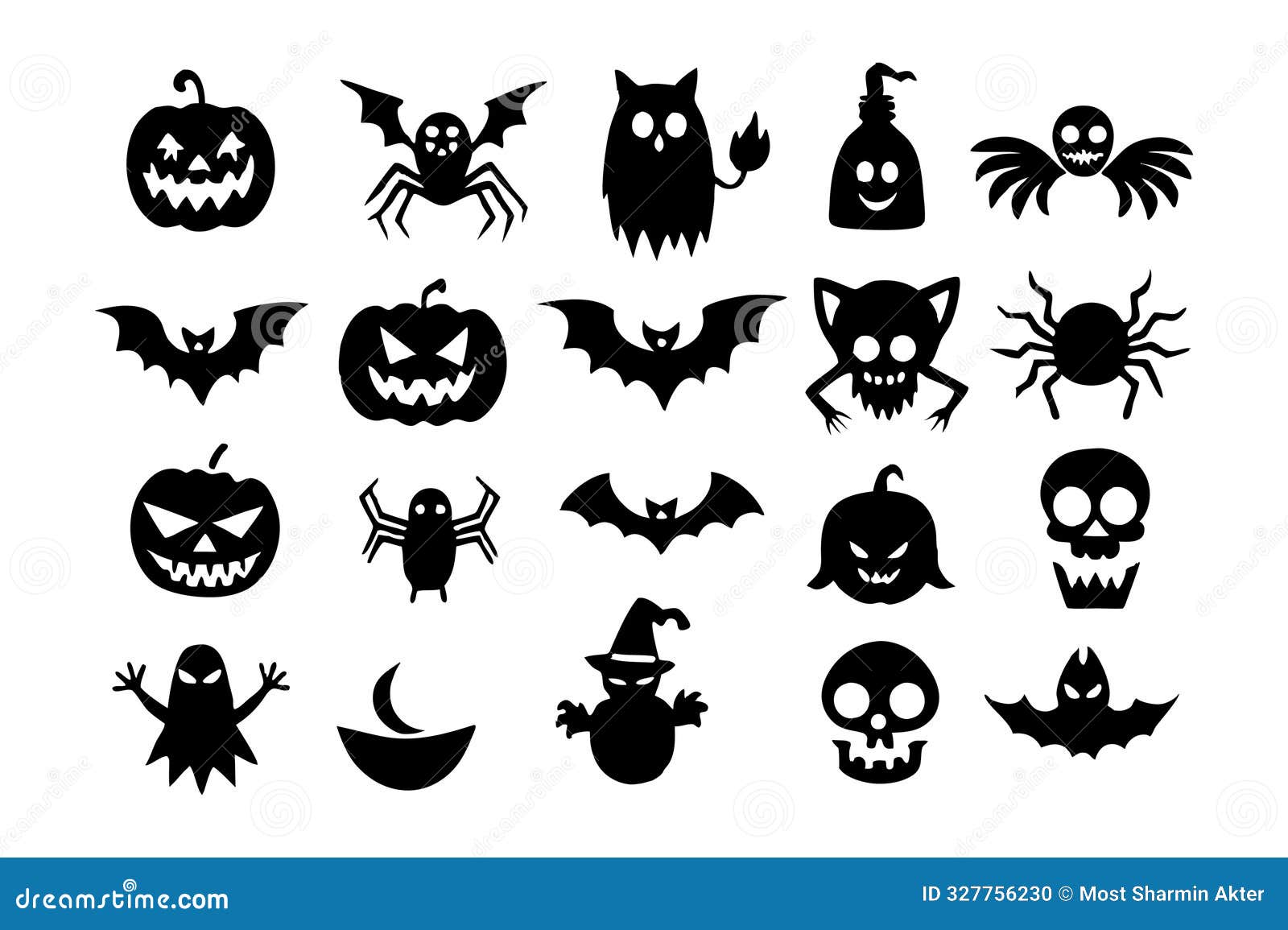 Set of Various Vector Halloween Design Elements Illustration. Stock ...