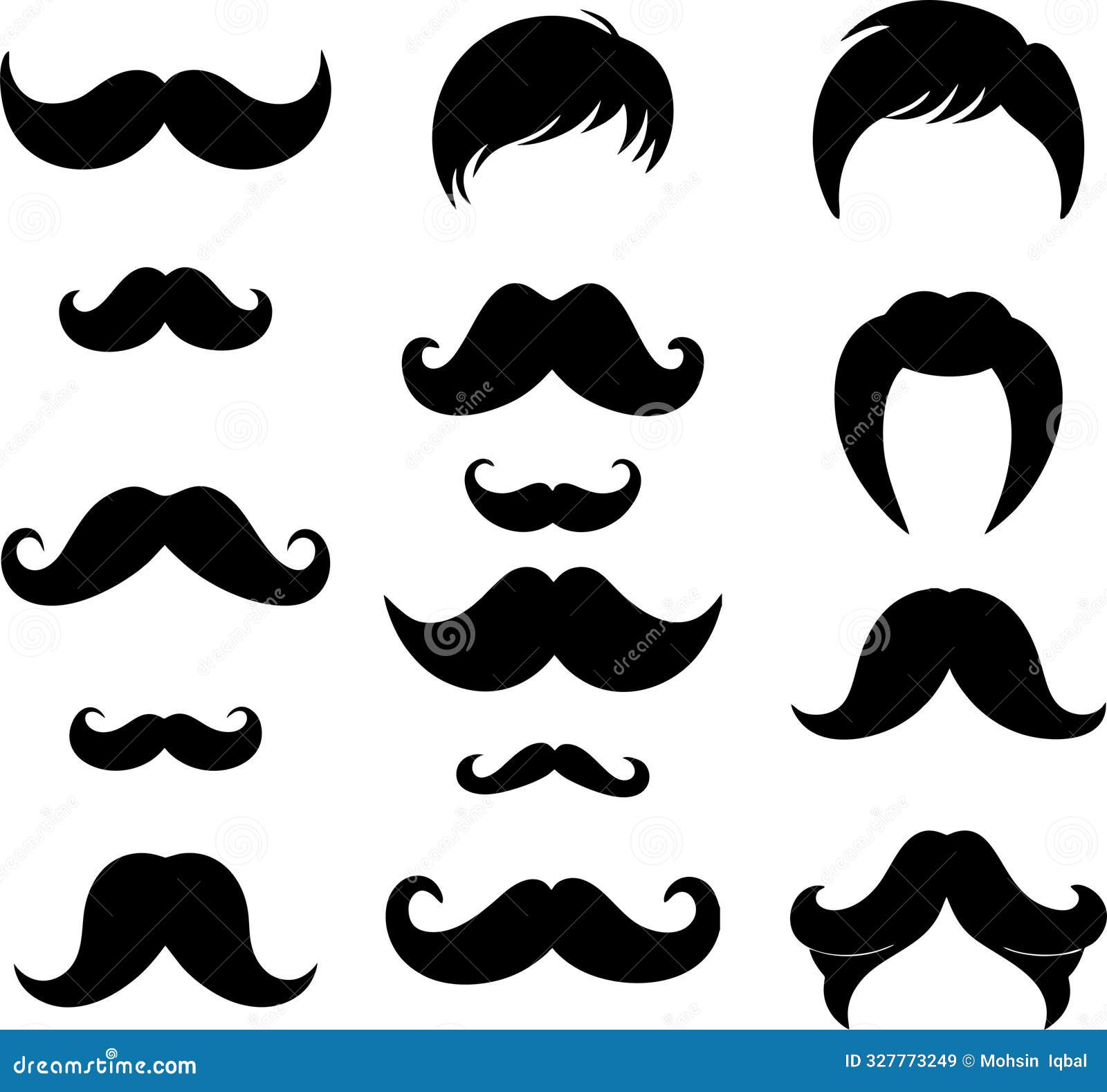Moustaches And Beards. Set Different Types On White Background Cartoon ...