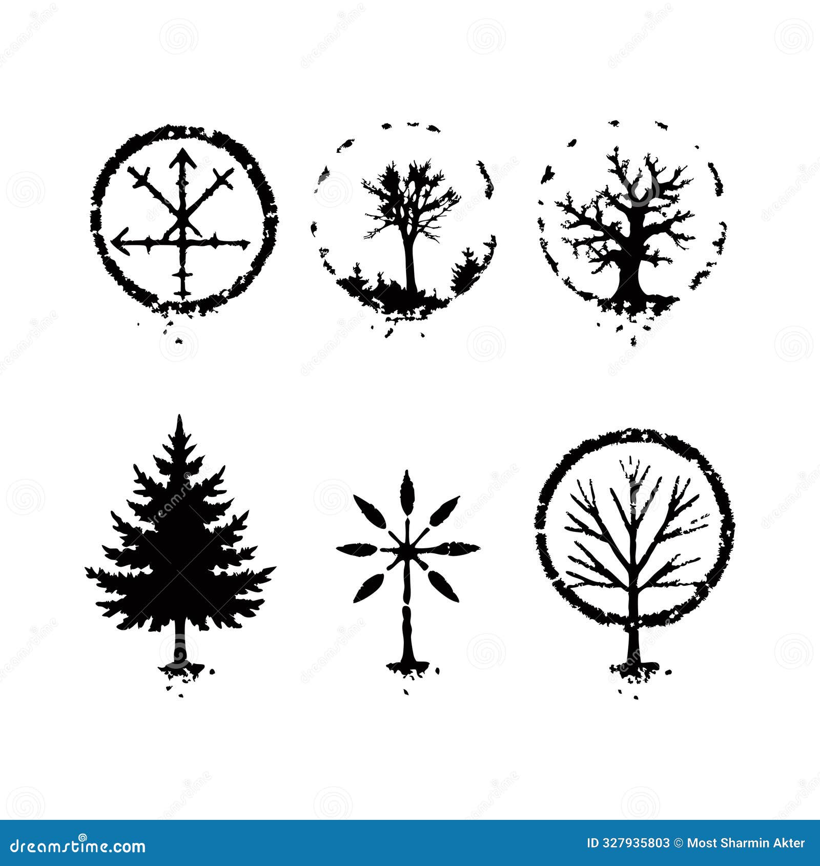 Tree Top Set Symbols Vector Illustration. Stock Illustration ...
