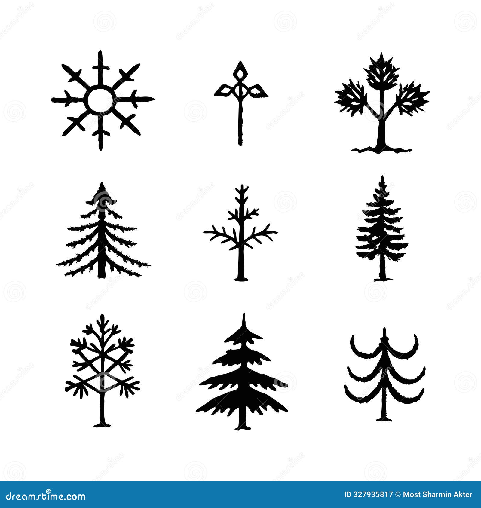 Tree Top Set Symbols Vector Illustration. Stock Vector - Illustration ...