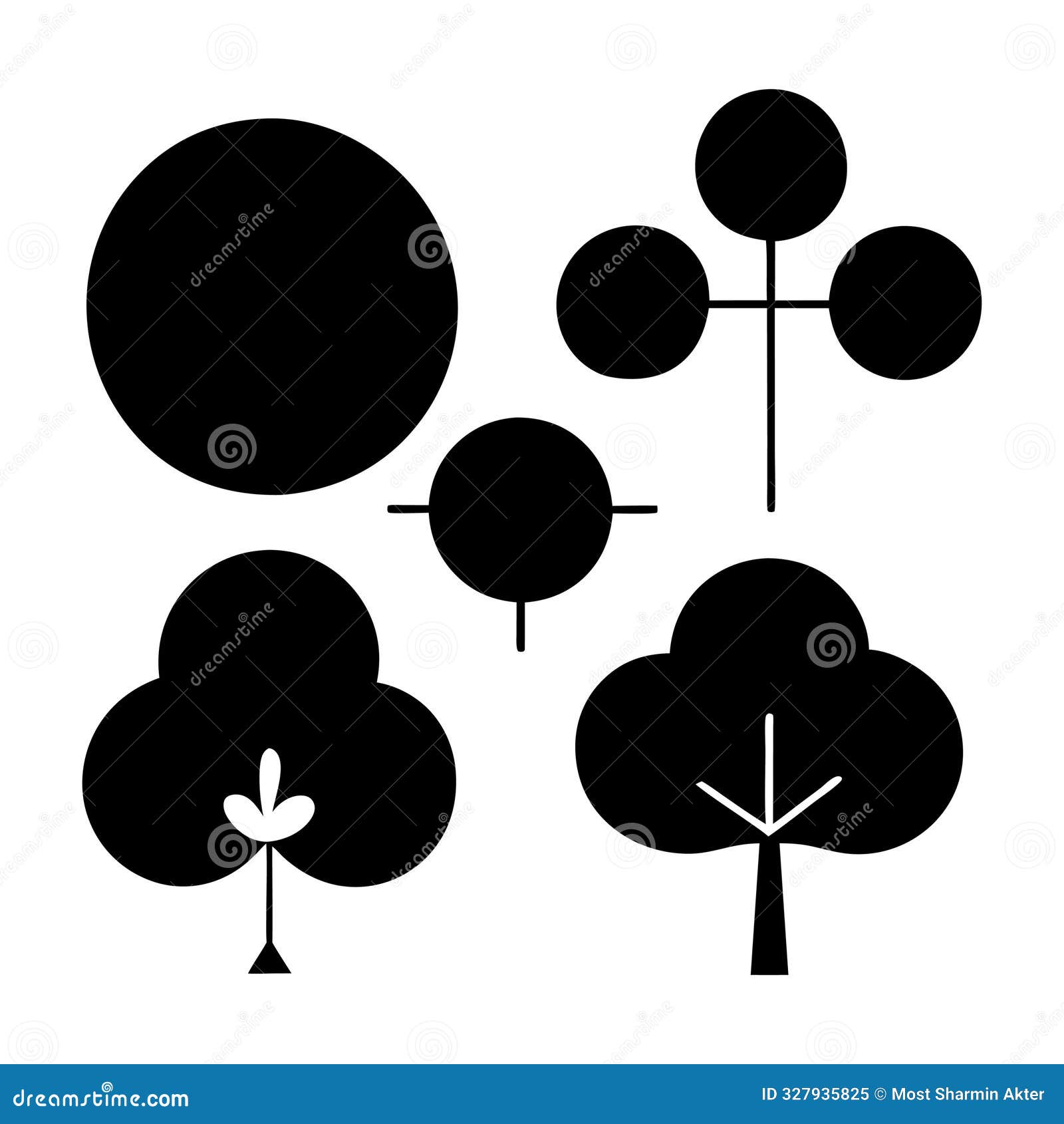 Tree Top Set Symbols Vector Illustration. Stock Vector - Illustration ...