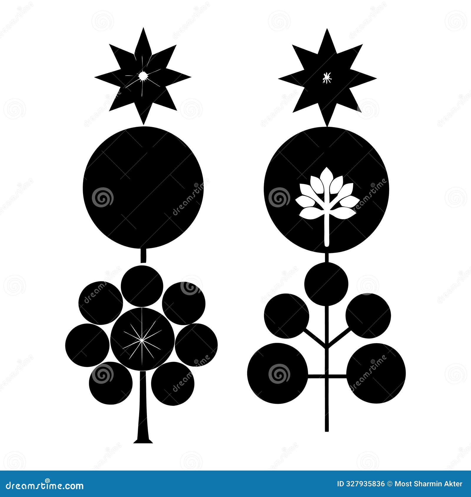 Tree Top Set Symbols Vector Illustration. Stock Vector - Illustration ...