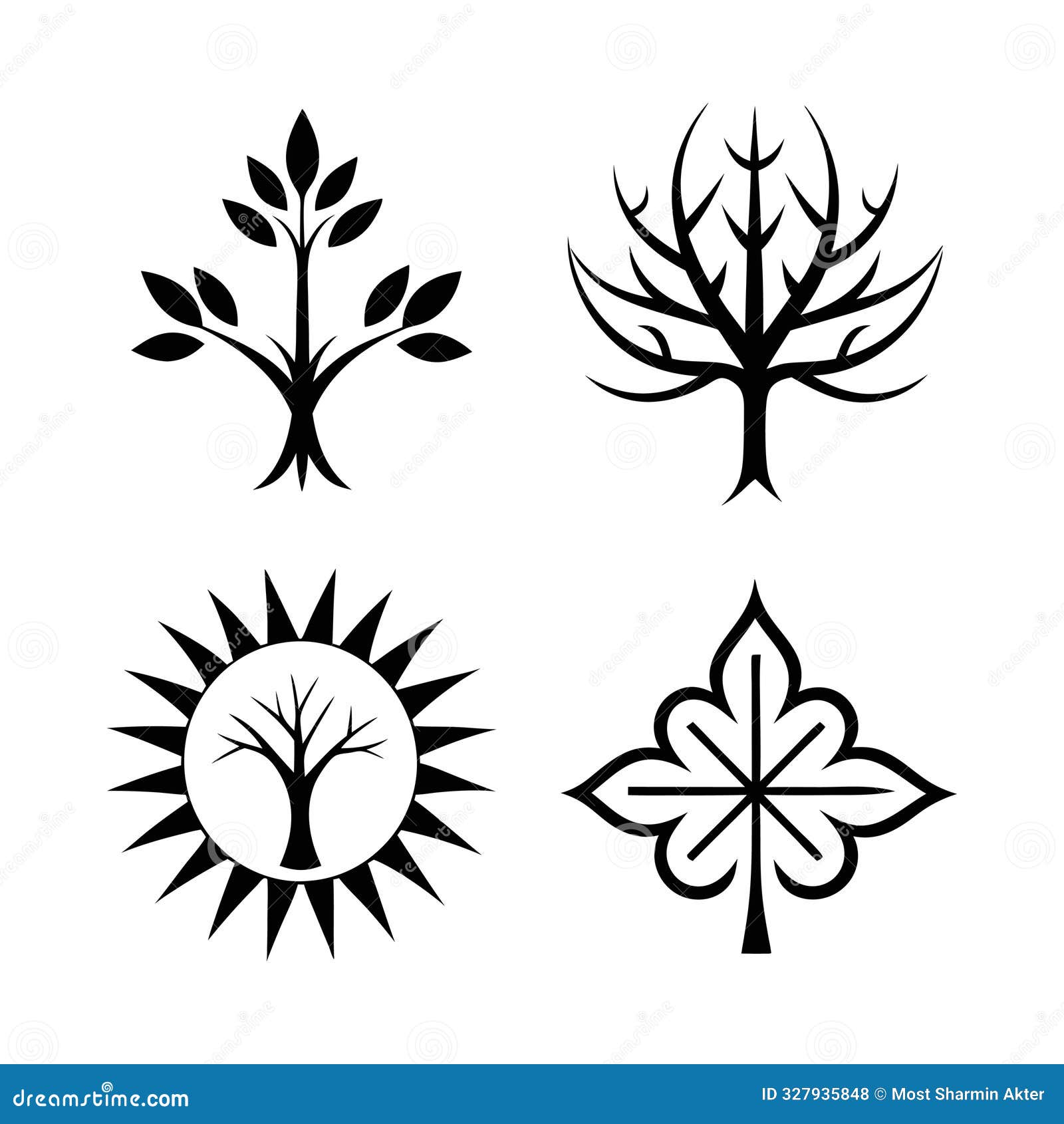 Tree Top Set Symbols Vector Illustration. Stock Vector - Illustration ...