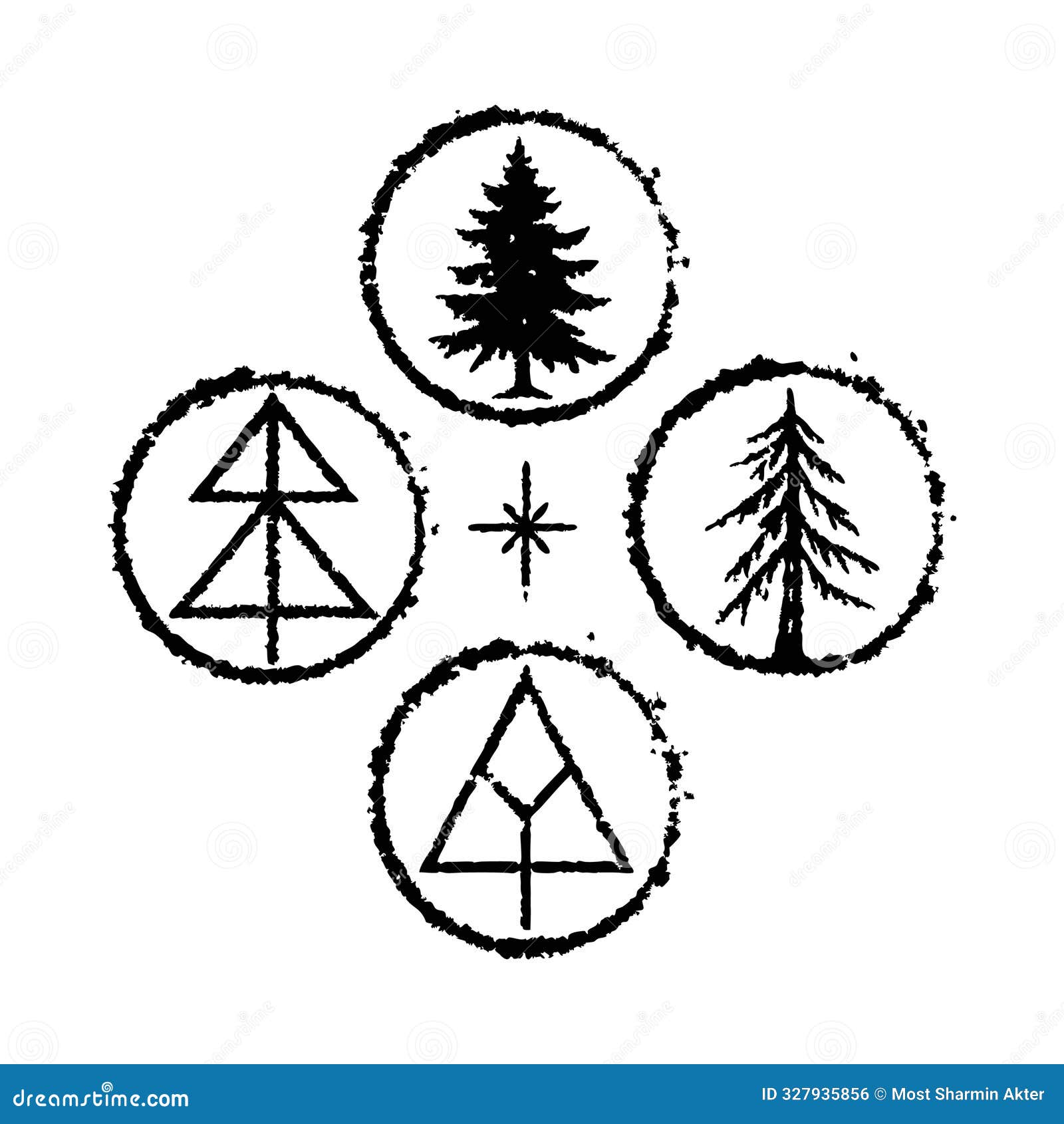 Tree Top Set Symbols Vector Illustration. Stock Vector - Illustration ...