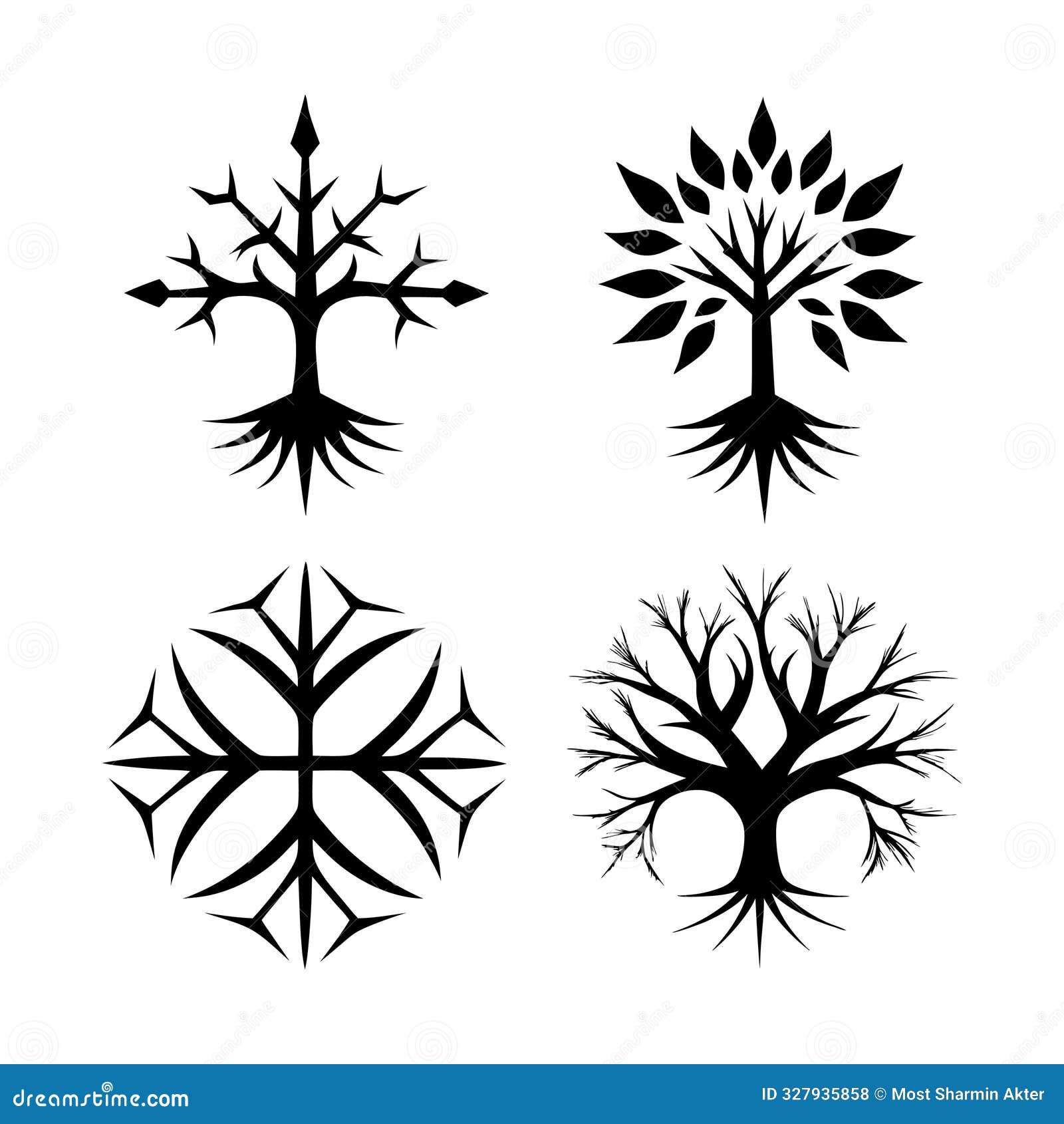 Tree Top Set Symbols Vector Illustration. Stock Vector - Illustration ...