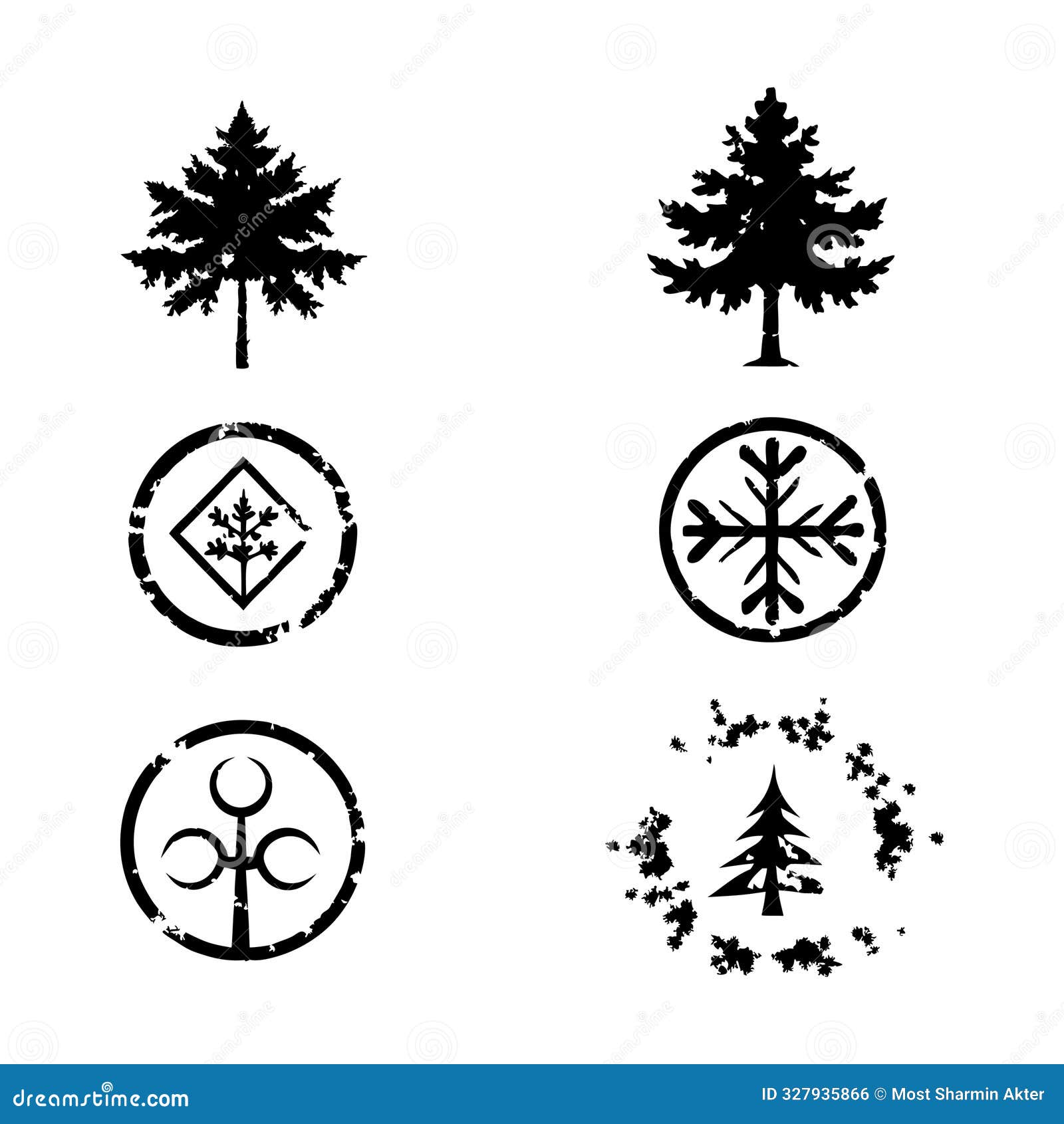 Tree Top Set Symbols Vector Illustration. Stock Vector - Illustration ...