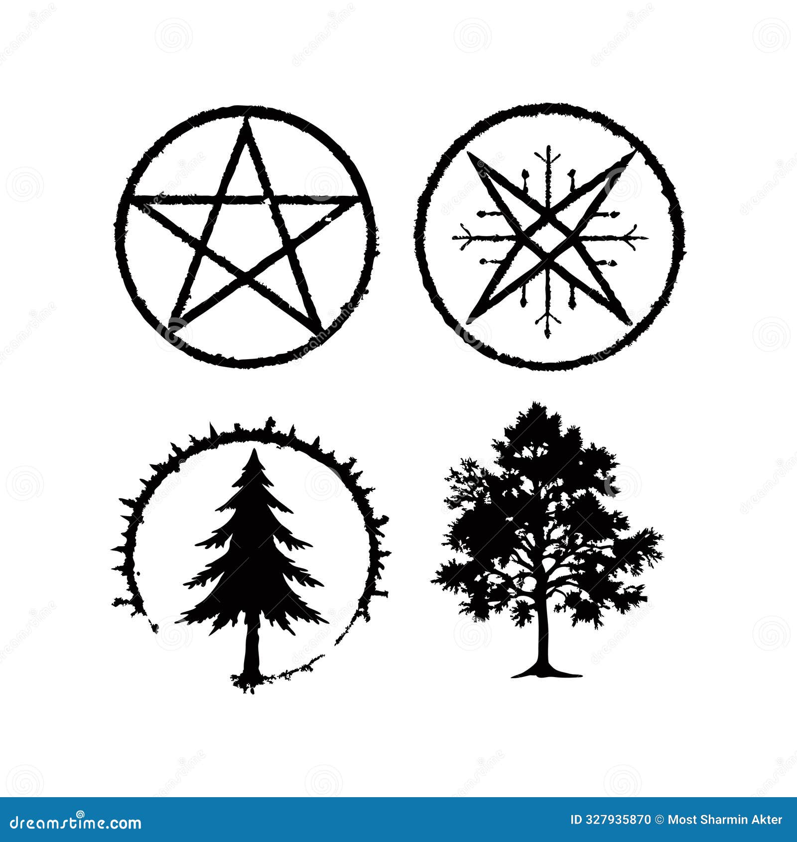 Tree Top Set Symbols Vector Illustration. Stock Vector - Illustration ...