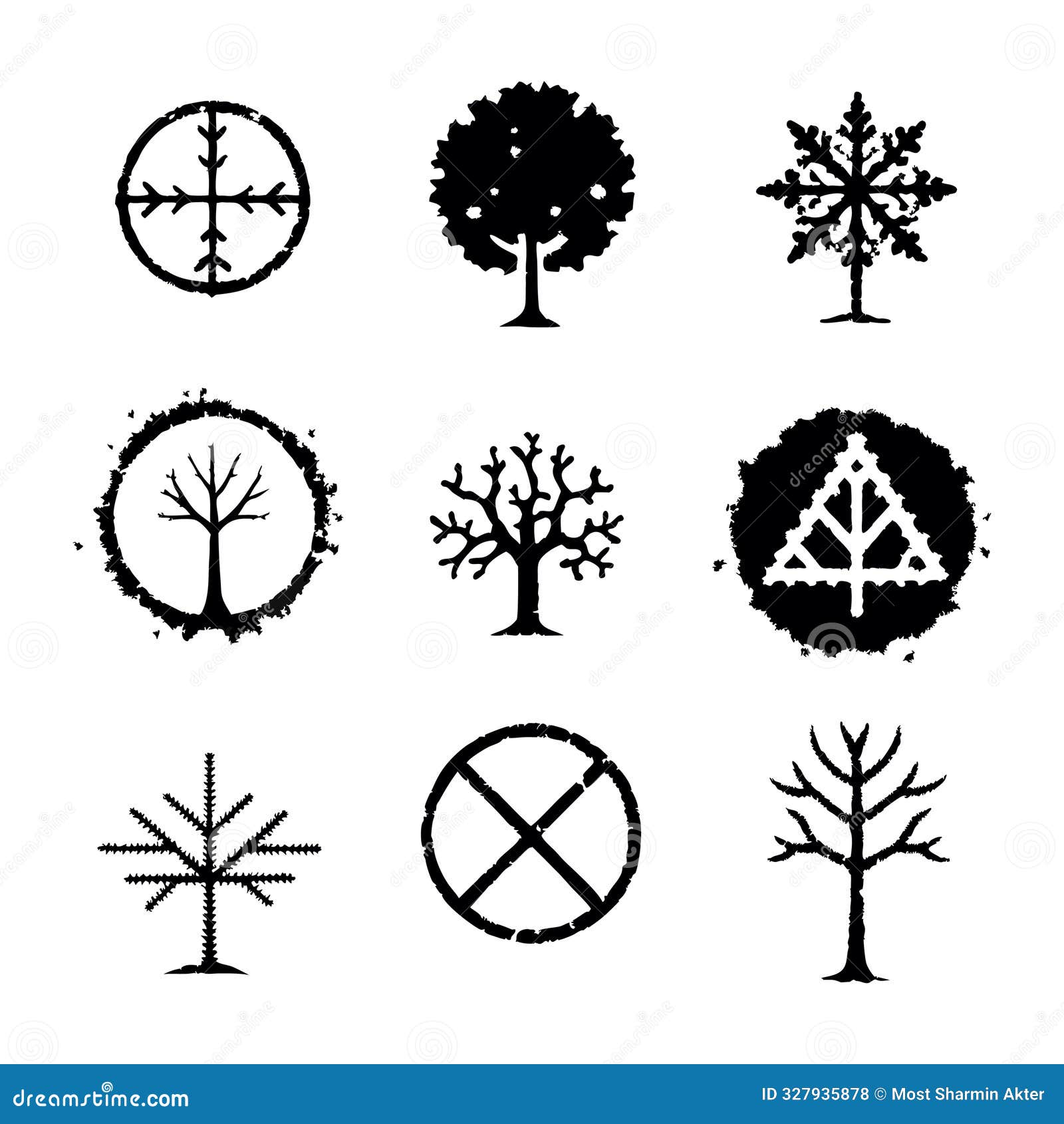 Tree Top Set Symbols Vector Illustration. Stock Illustration ...