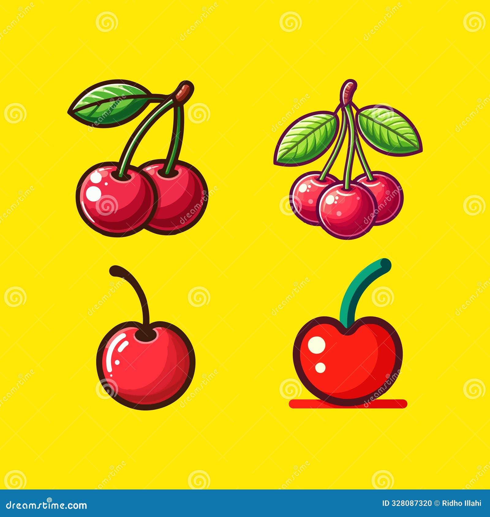 Set of Cherry Clipart Vector Collection Bundle Stock Illustration ...