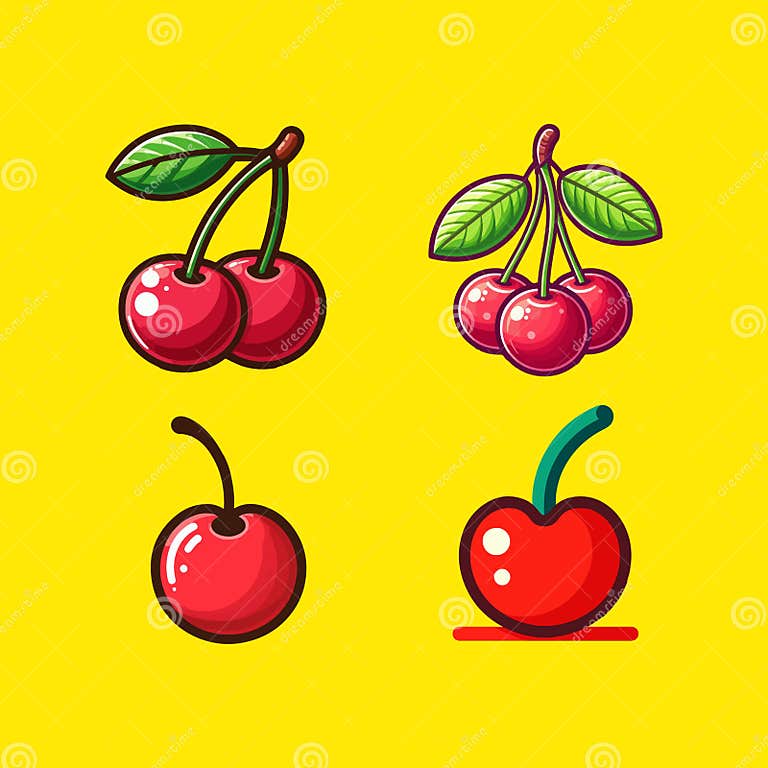 Set of Cherry Clipart Vector Collection Bundle Stock Illustration ...