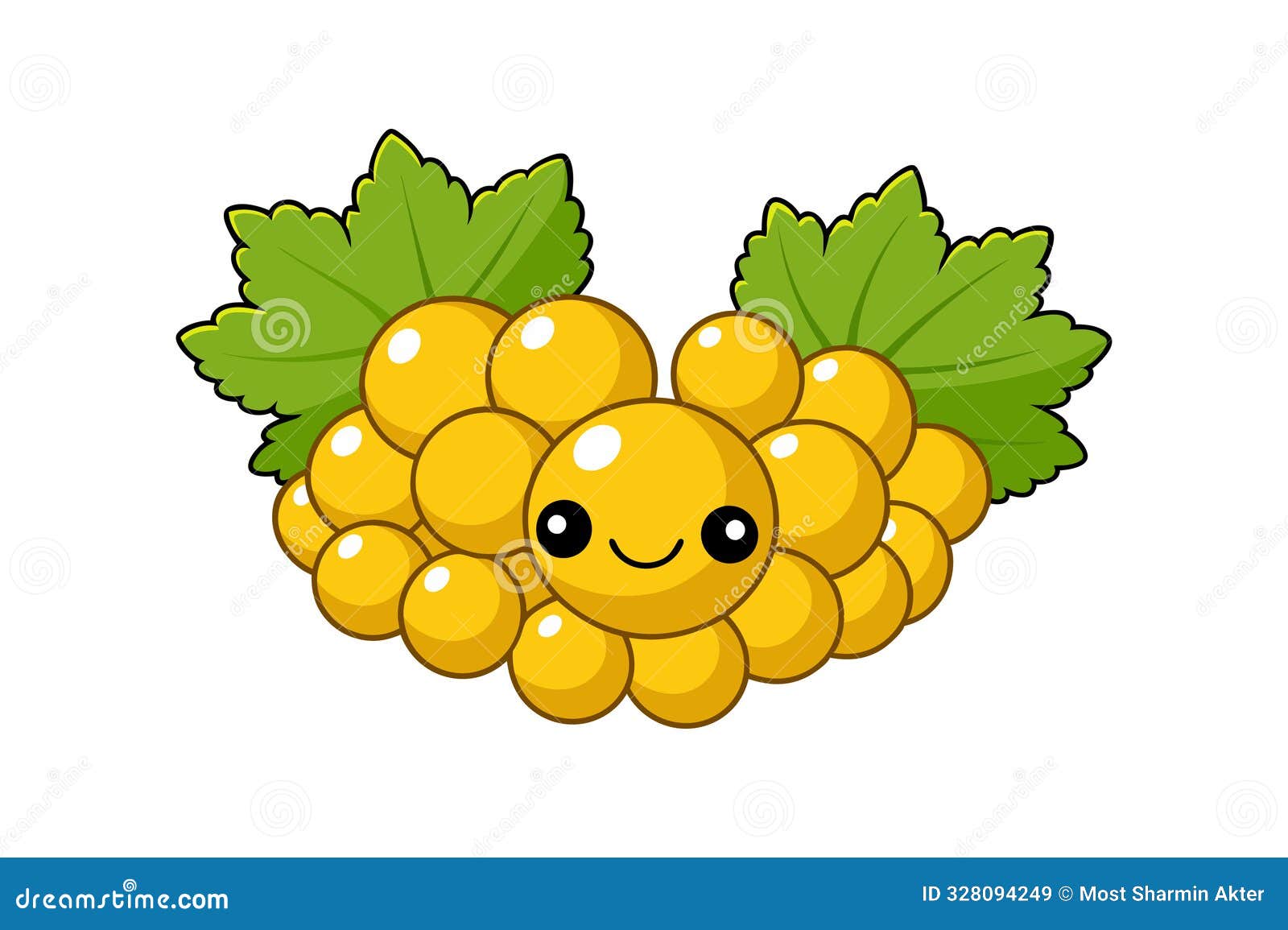 Cute Cartoon Bunch of Grapes Vector Illustration. Stock Illustration ...