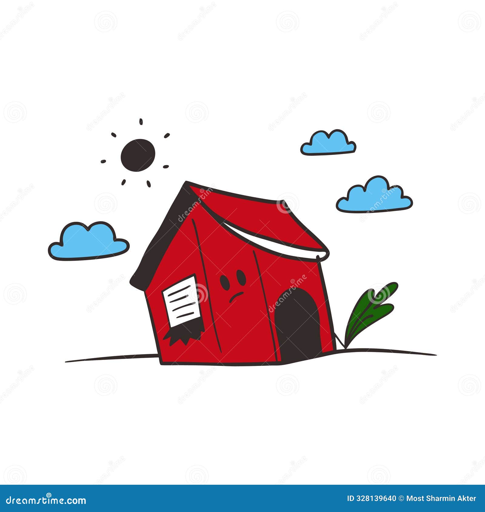 Modern Red House Vector Illustration. Stock Illustration - Illustration ...