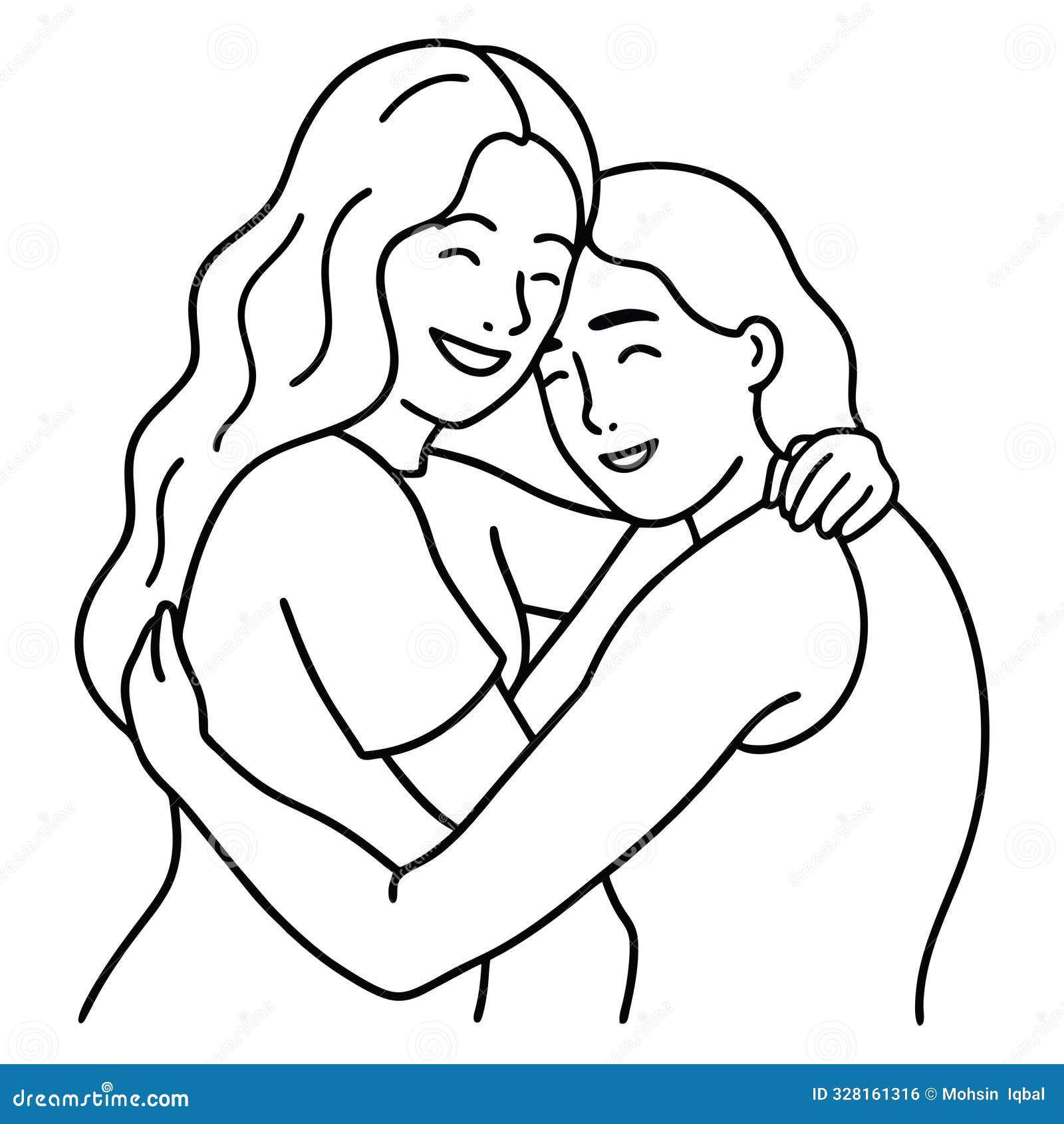 Two Women Hugging Female Friendship Stock Vector - Illustration of cute ...