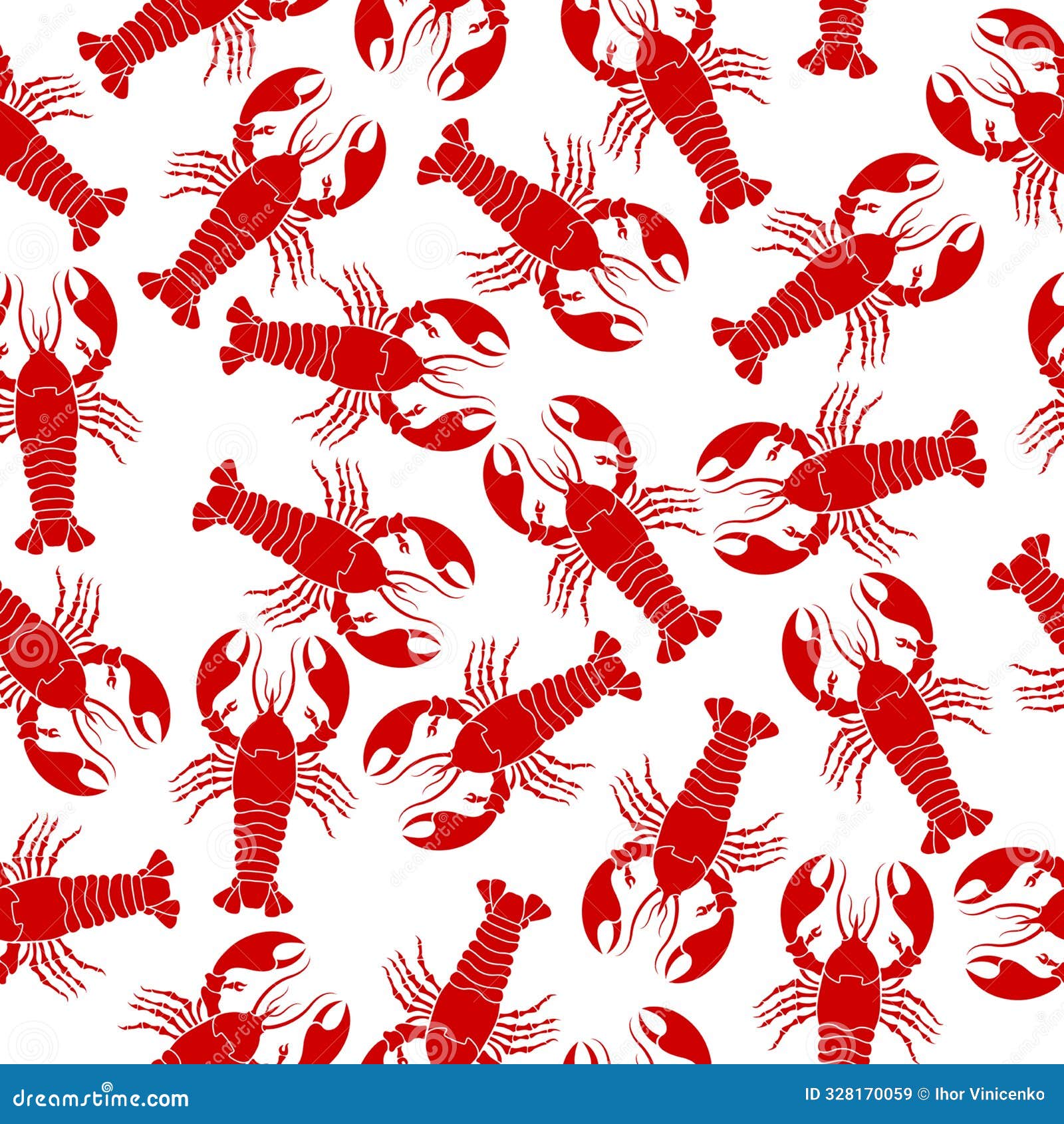 Pattern with Red Stylized Lobsters. Seamless Texture for Backgrounds ...
