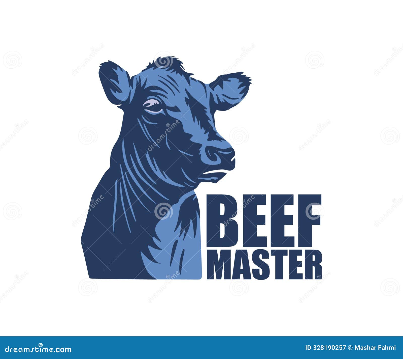 BIG and STRONG BEEFMASTER COW HEAD Stock Illustration - Illustration of ...