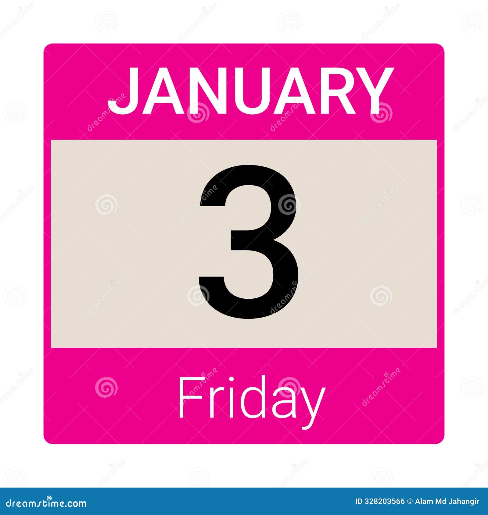3 January Friday , Date Template, January Calendar Design, Stock ...