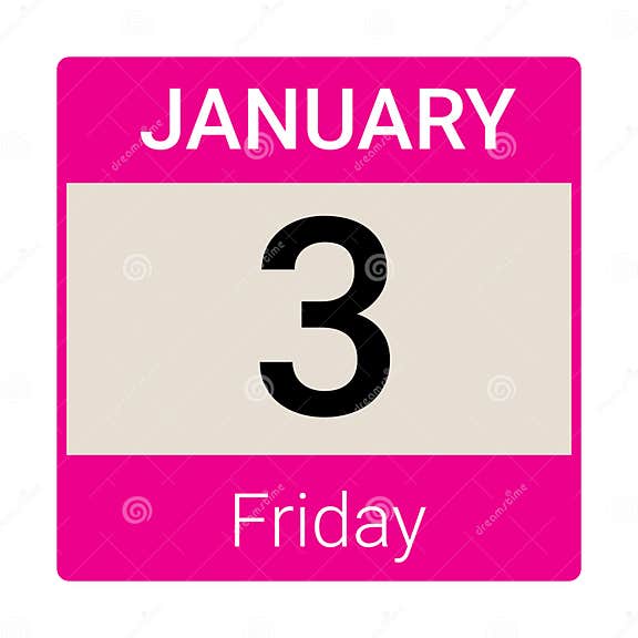 3 January Friday , Date Template, January Calendar Design, Stock ...