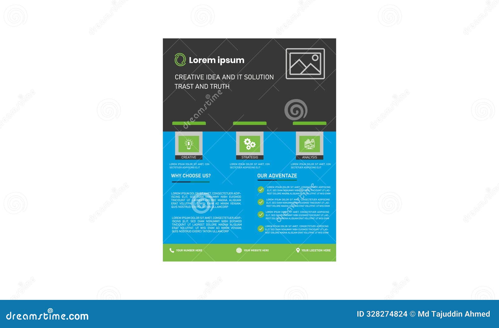 Green Unique Company Business Introduction Flyer Template Stock Vector ...