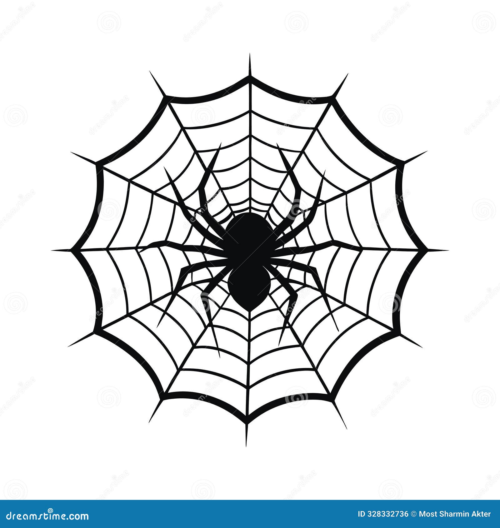 Black Spider and Web Flat Icon Vector Illustration. Stock Vector ...