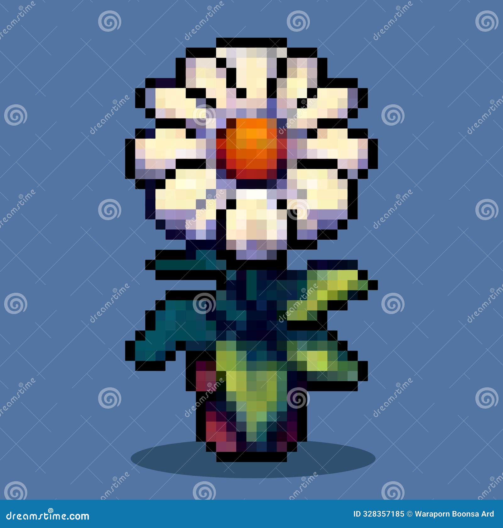 Flower Pixel Art. Tree Elements Logo Collection. 8-bit Stock ...