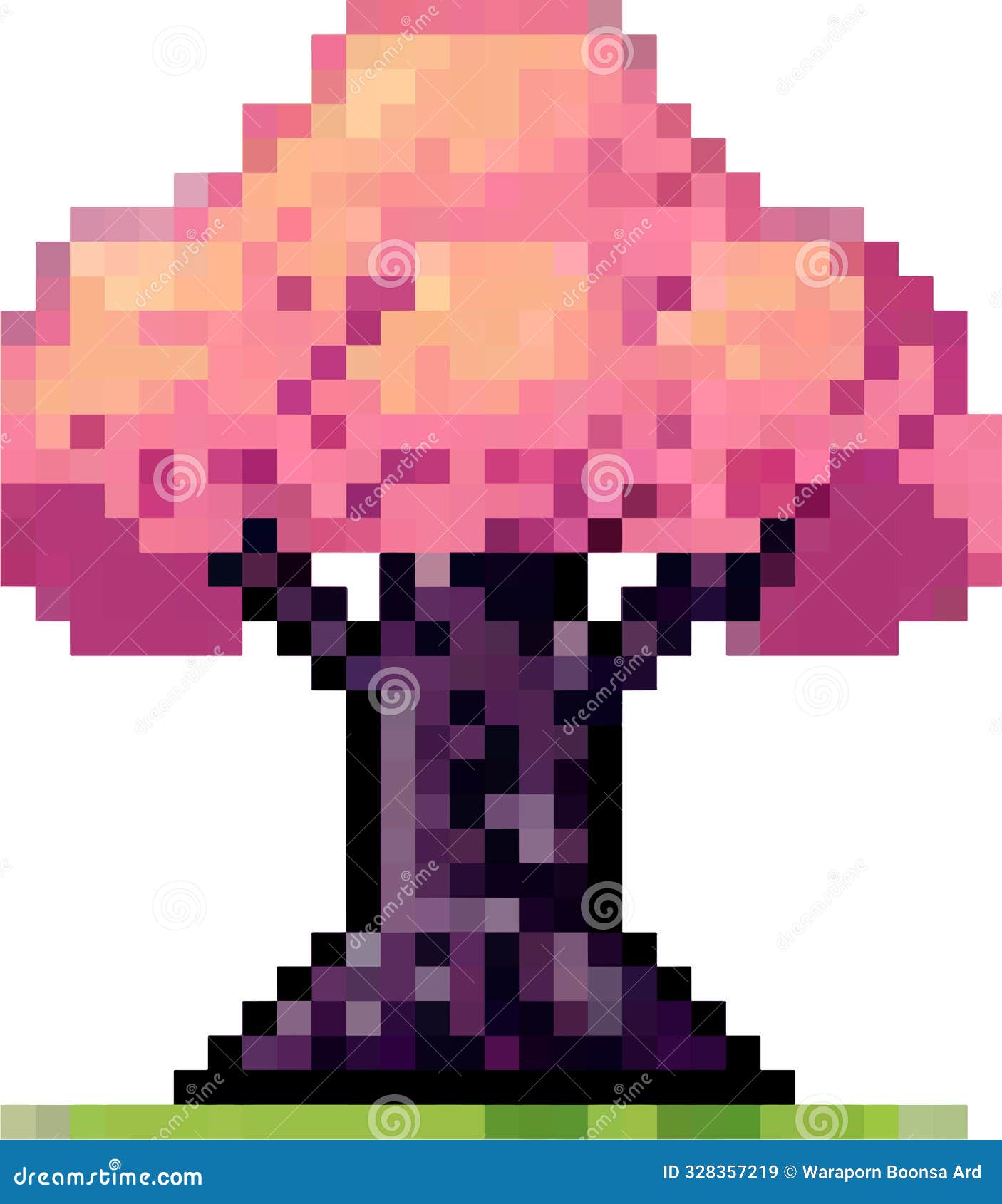 Sakura Tree Pixel Art. Forest Elements Logo Collection. 8-bit Stock ...