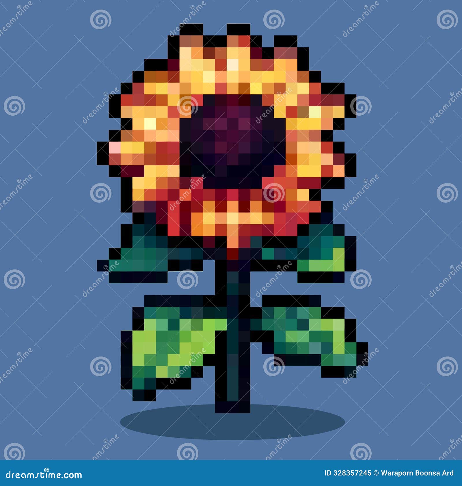 Sunflower Pixel Art. Sunflower Elements Logo Collection. 8-bit Stock ...