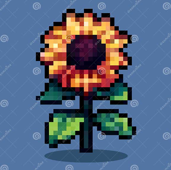 Sunflower Pixel Art. Sunflower Elements Logo Collection. 8-bit Stock ...