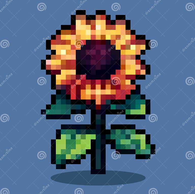 Sunflower Pixel Art. Sunflower Elements Logo Collection. 8-bit Stock ...