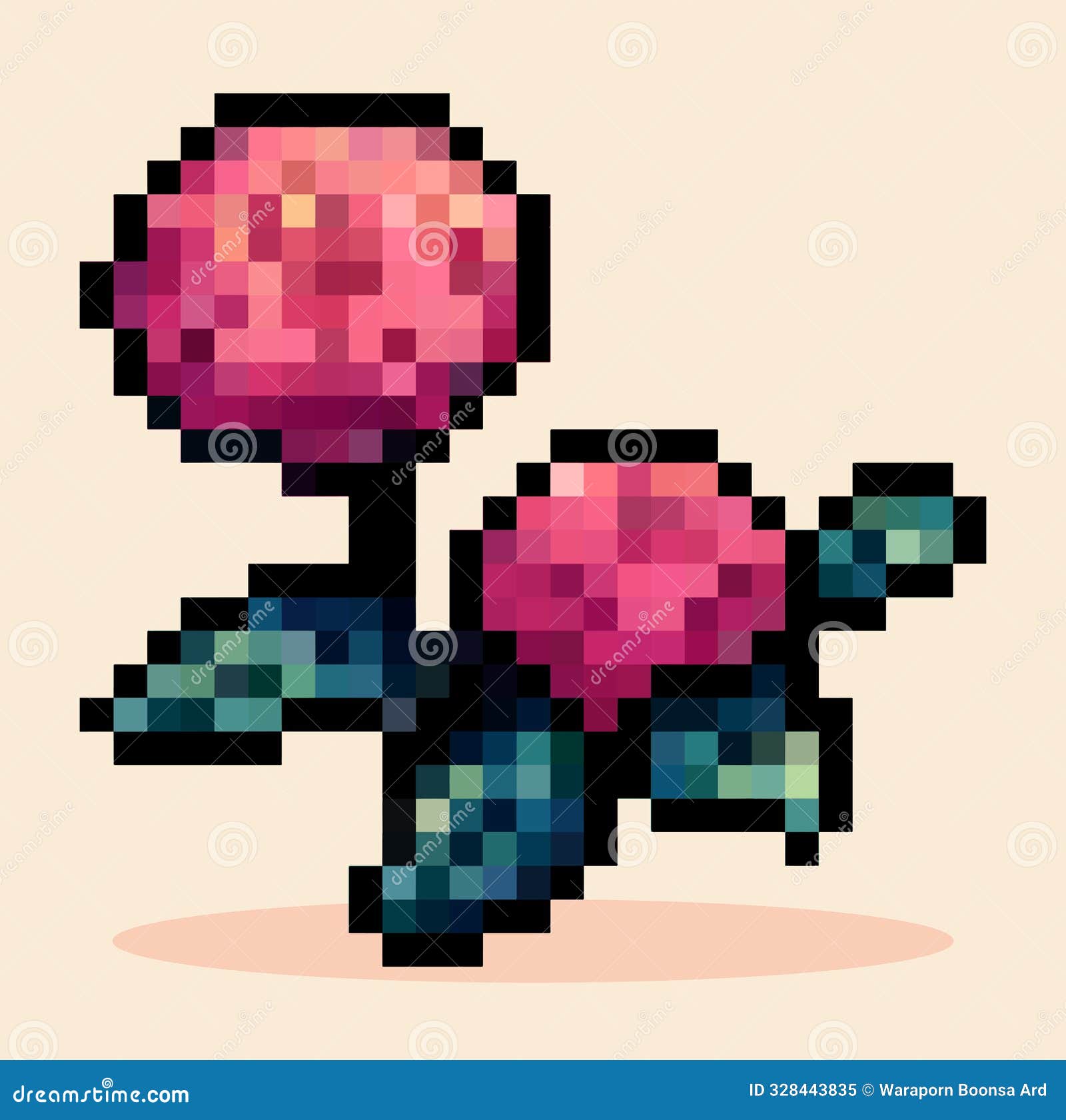 Flower Pixel Art. Tree Elements Logo Collection. 8-bit Stock ...