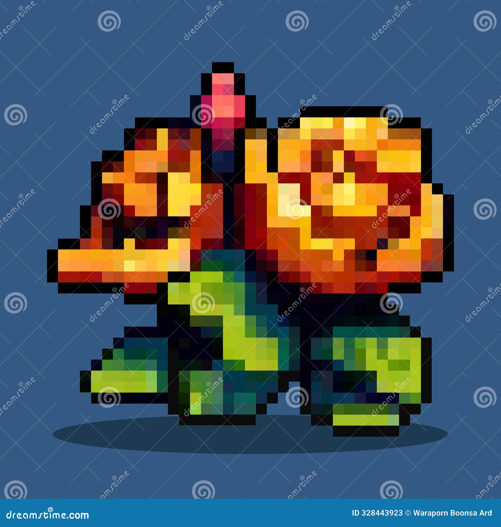 Flower Pixel Art. Tree Elements Logo Collection. 8-bit Stock ...