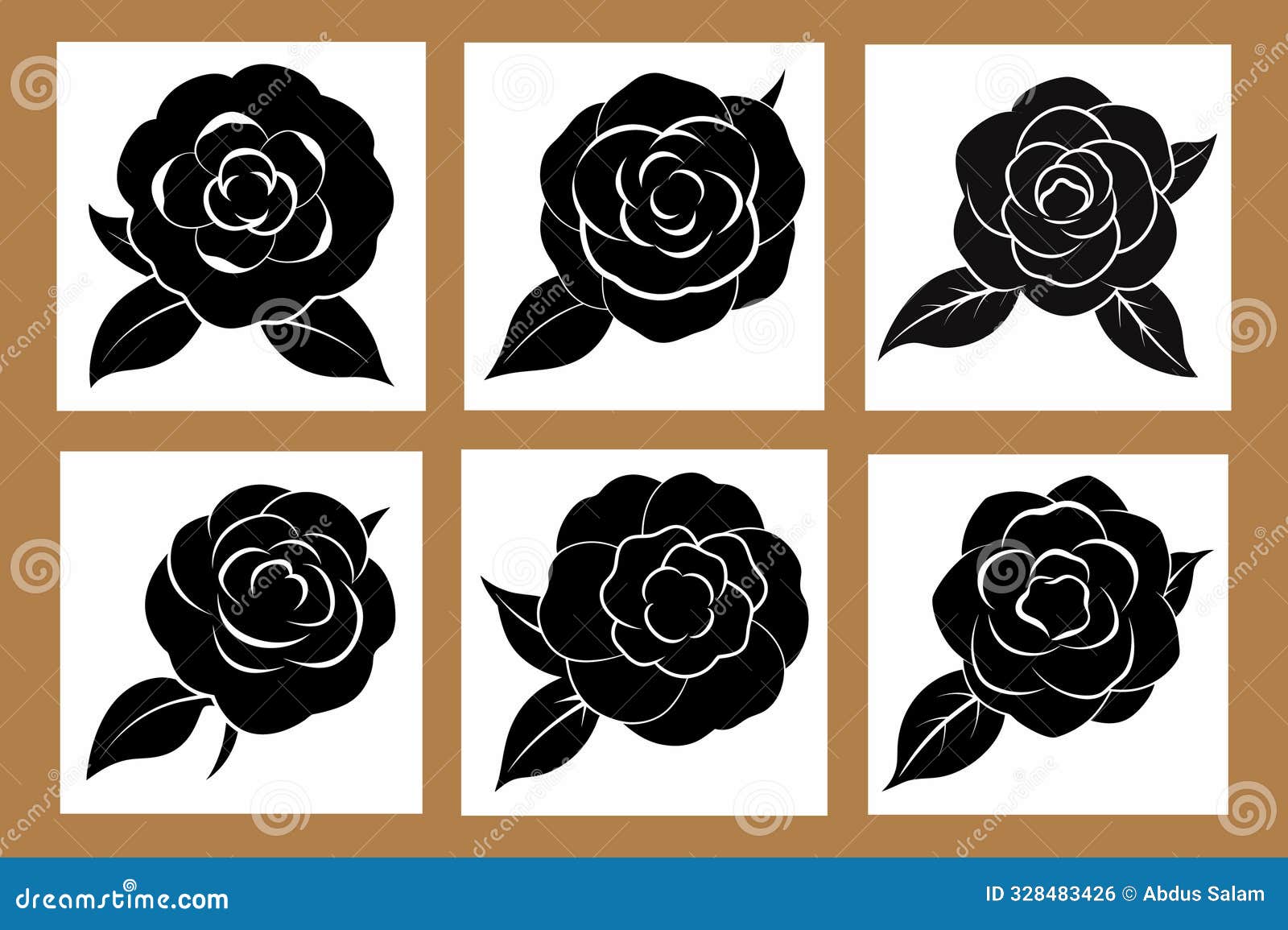 A set of Camellia flowers stock illustration. Illustration of elegant ...