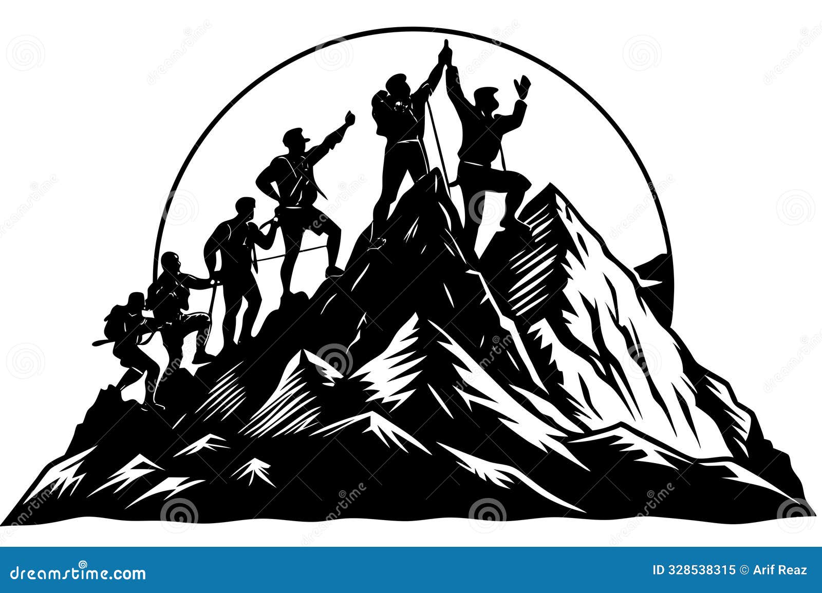 The Power of Teamwork and Triumph at Sunrise Stock Illustration ...