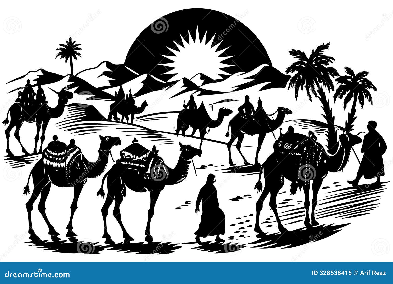 This Vector Graphic Captures the Dramatic Essence of a Sahara Desert ...