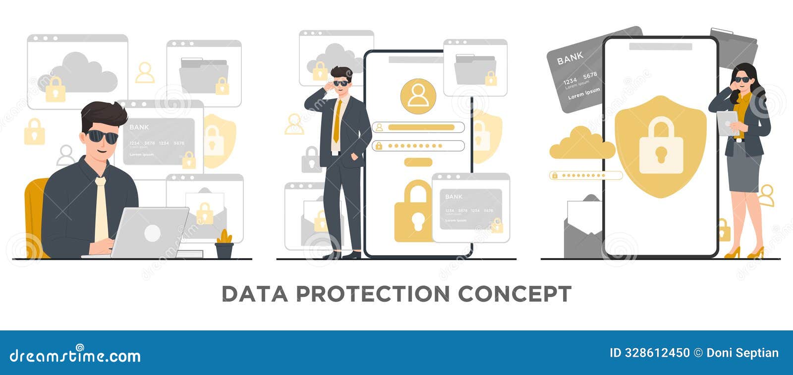 Data Protection Concept Flat Illustration of Data Protection Concept ...
