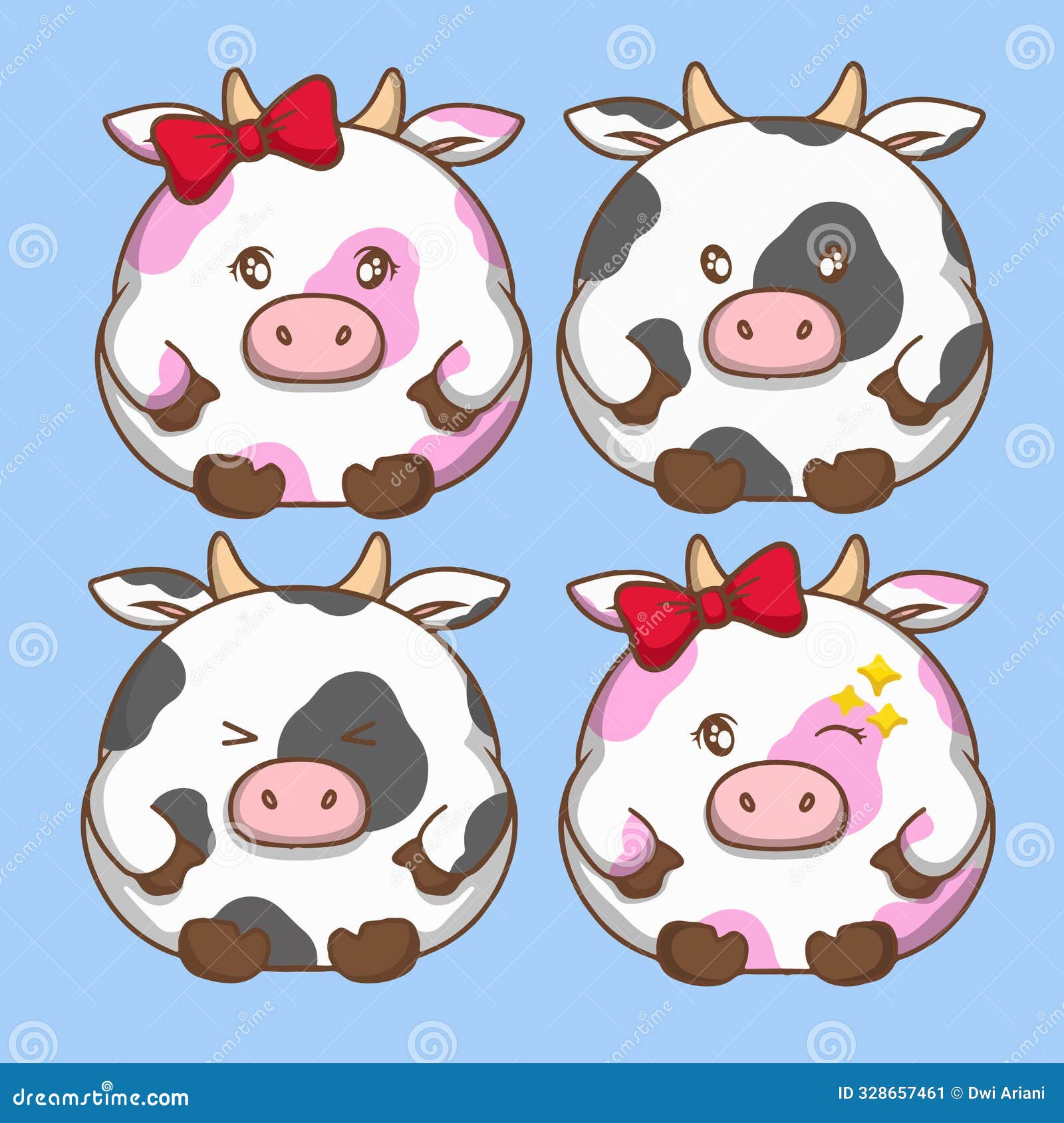 Cute cow sticker bundle stock illustration. Illustration of element ...