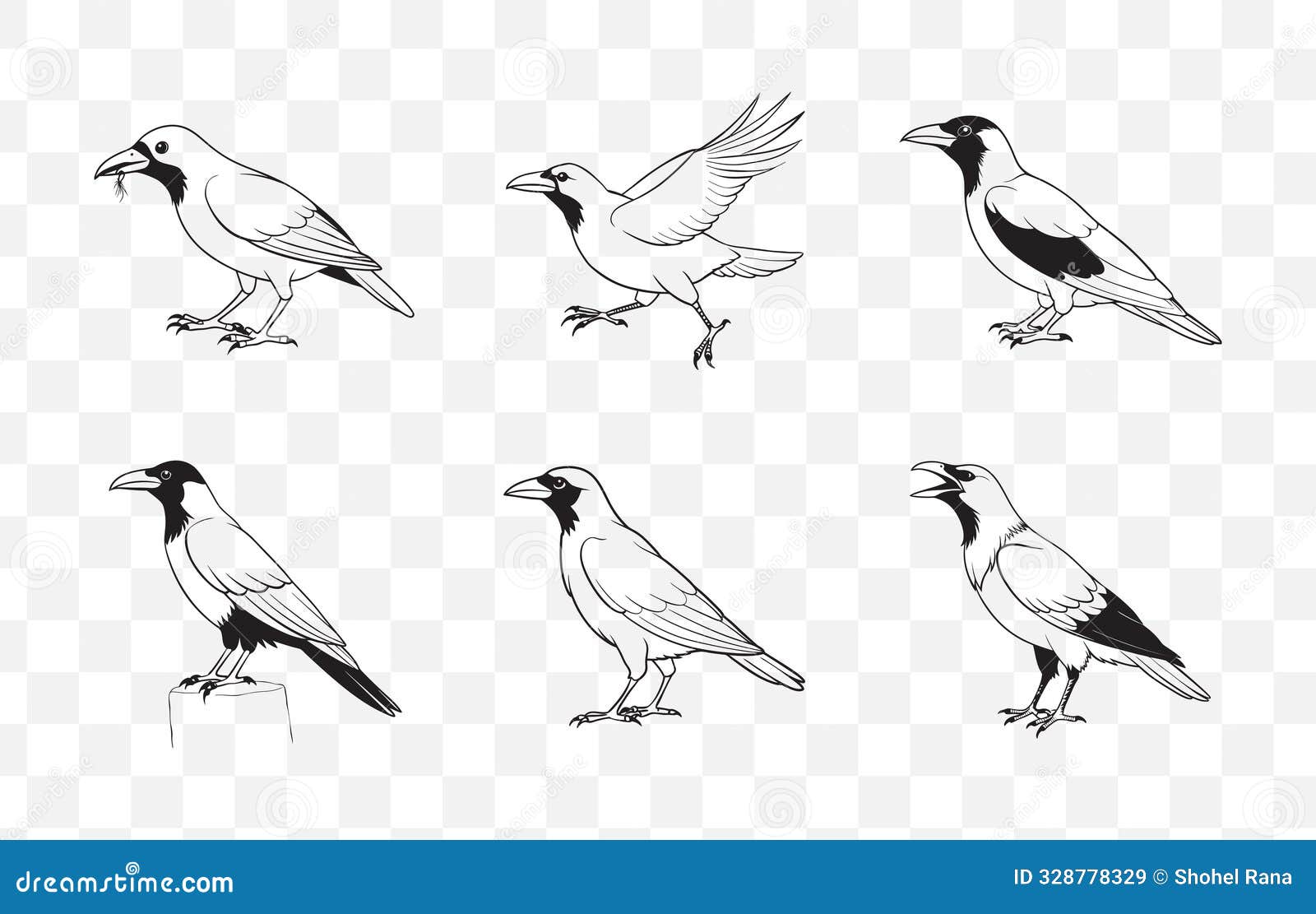 Print Detailed Rook Line Art Vector Set for Illustrations and Designs ...