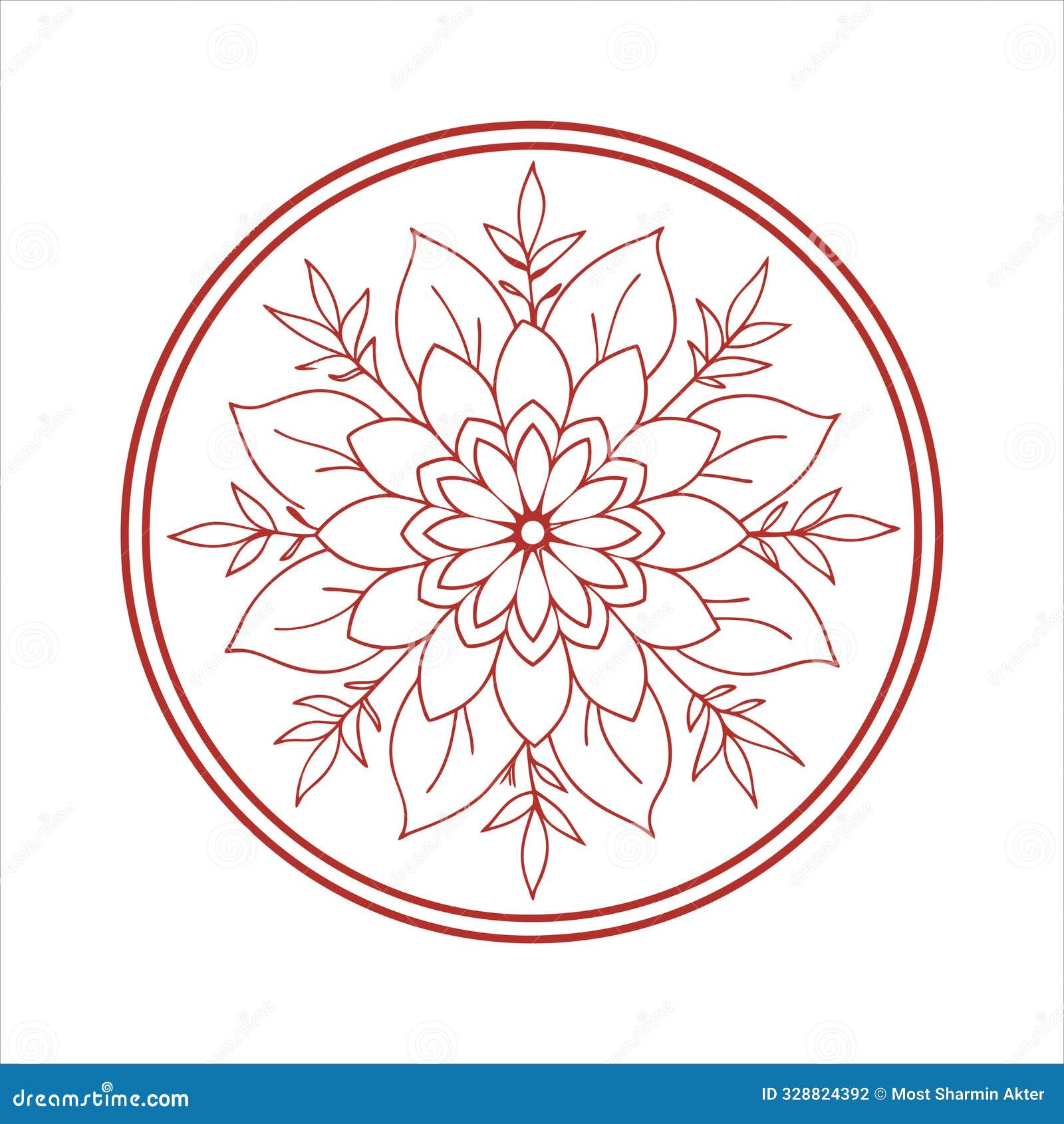 Round Floral Greeting Card Vector Illustration. Stock Vector ...