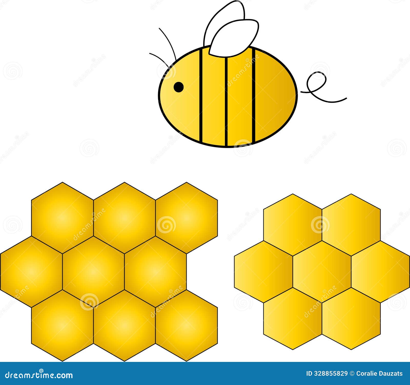 Drawing of hive cells stock illustration. Illustration of funny - 328855829