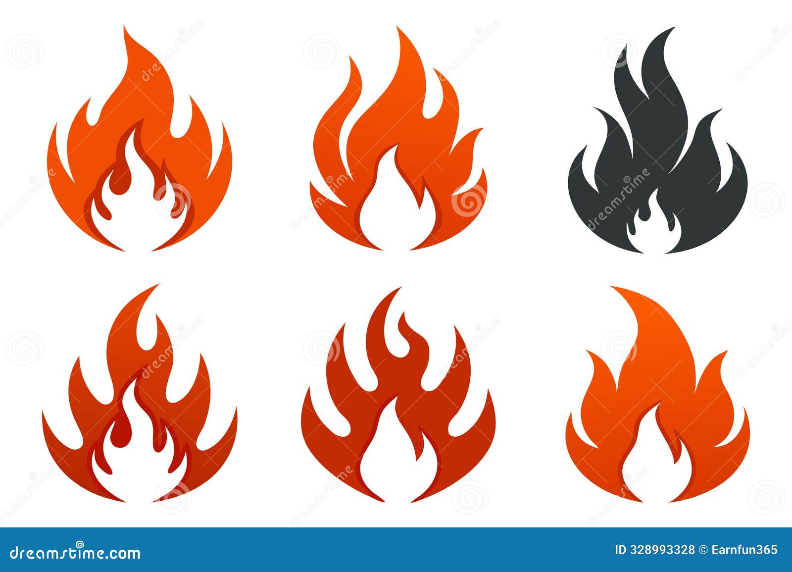 Fire Symbol Flat Vector Silhouette Image Set Stock Illustration ...