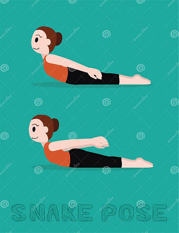 Yoga Snake Pose Sarpasana Cartoon Vector Illustration Stock Vector ...