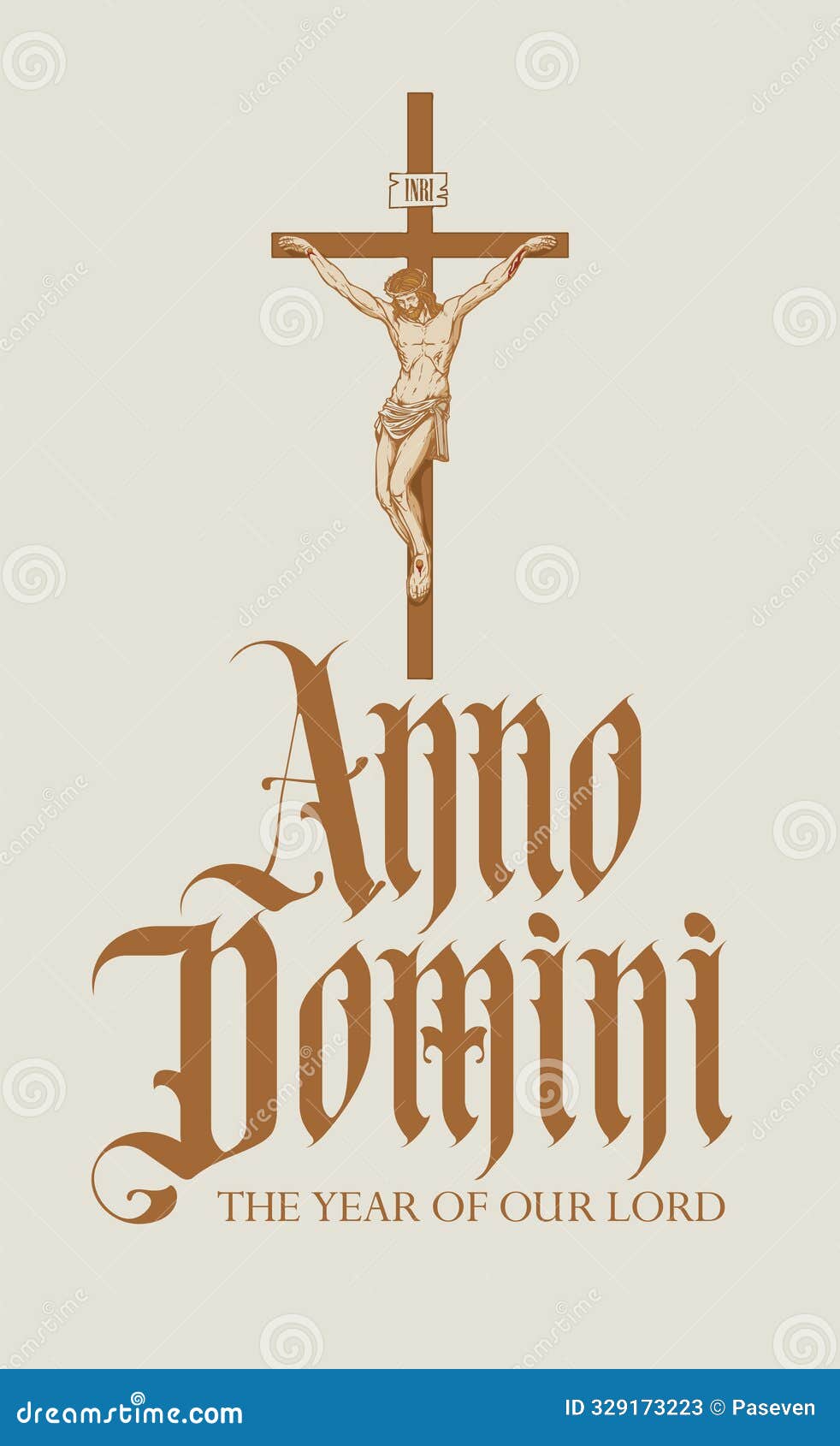 Latin Phrase Anno Domini with Jesus Christ Crucified Stock Illustration ...
